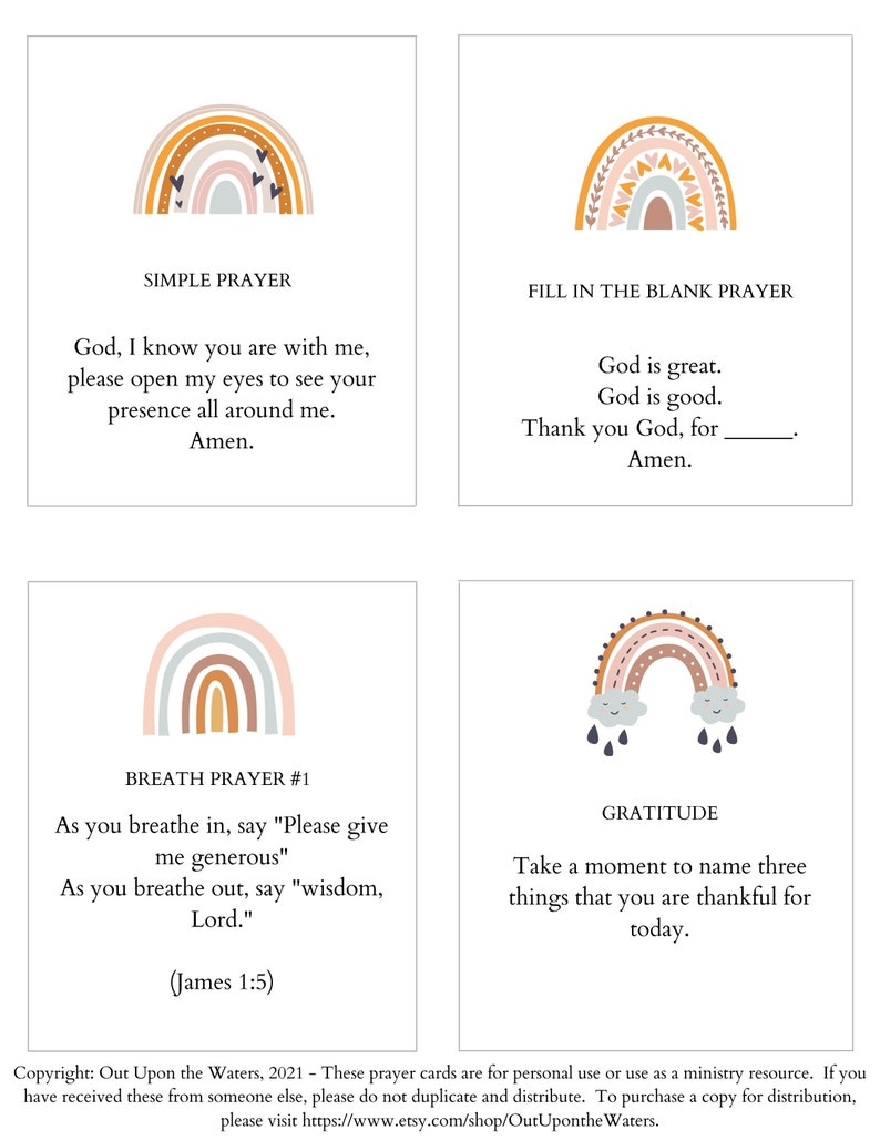 Mealtime Prayer Cards | Children's Printable Prayers | Lunchbox Notes ...