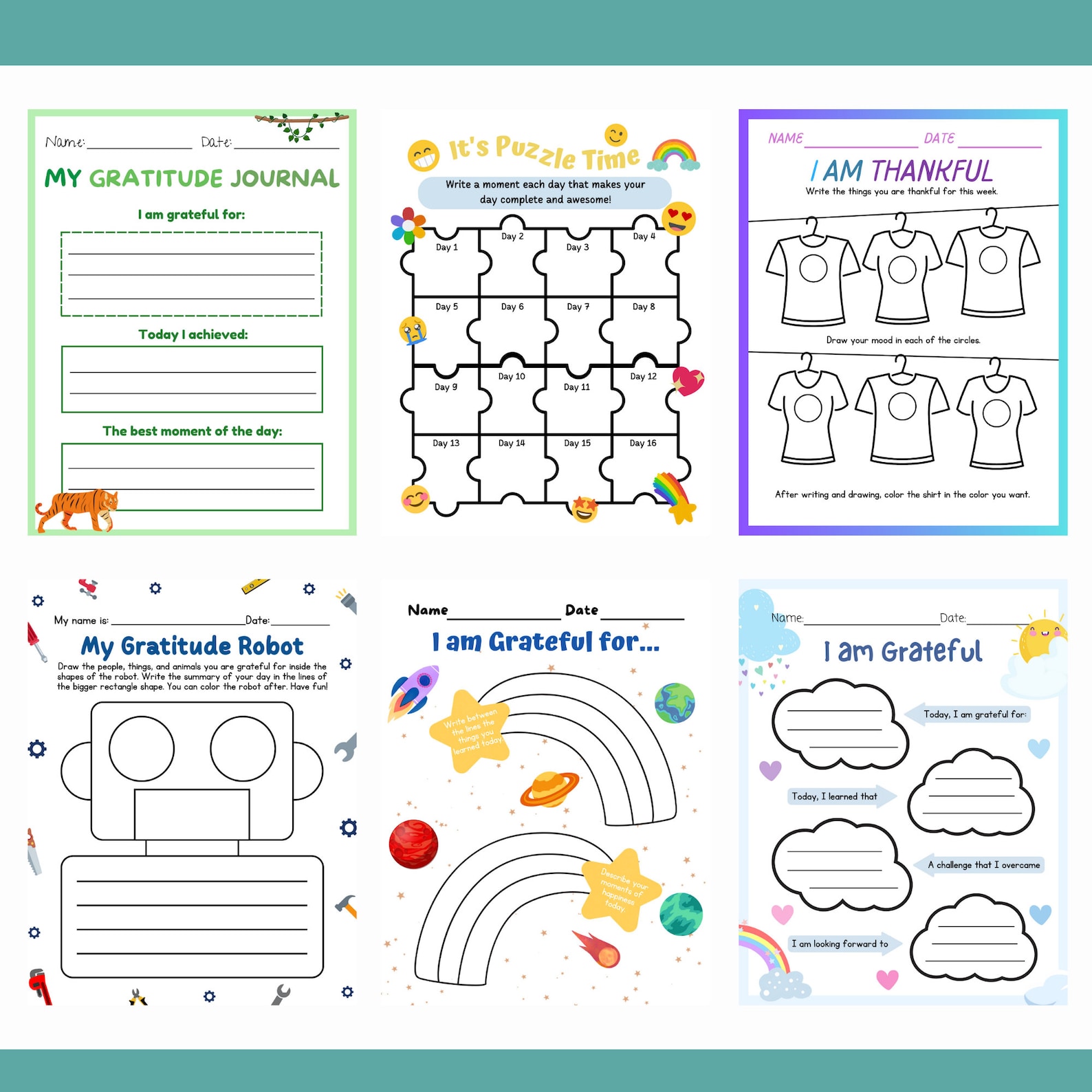 Printable Kids Gratitude Journal | Gratitude Journals for Boys and ...