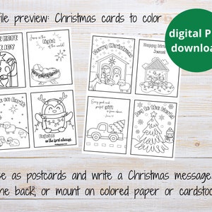 Nativity Christmas Coloring Cards | Christmas Cards to Color | Happy ...