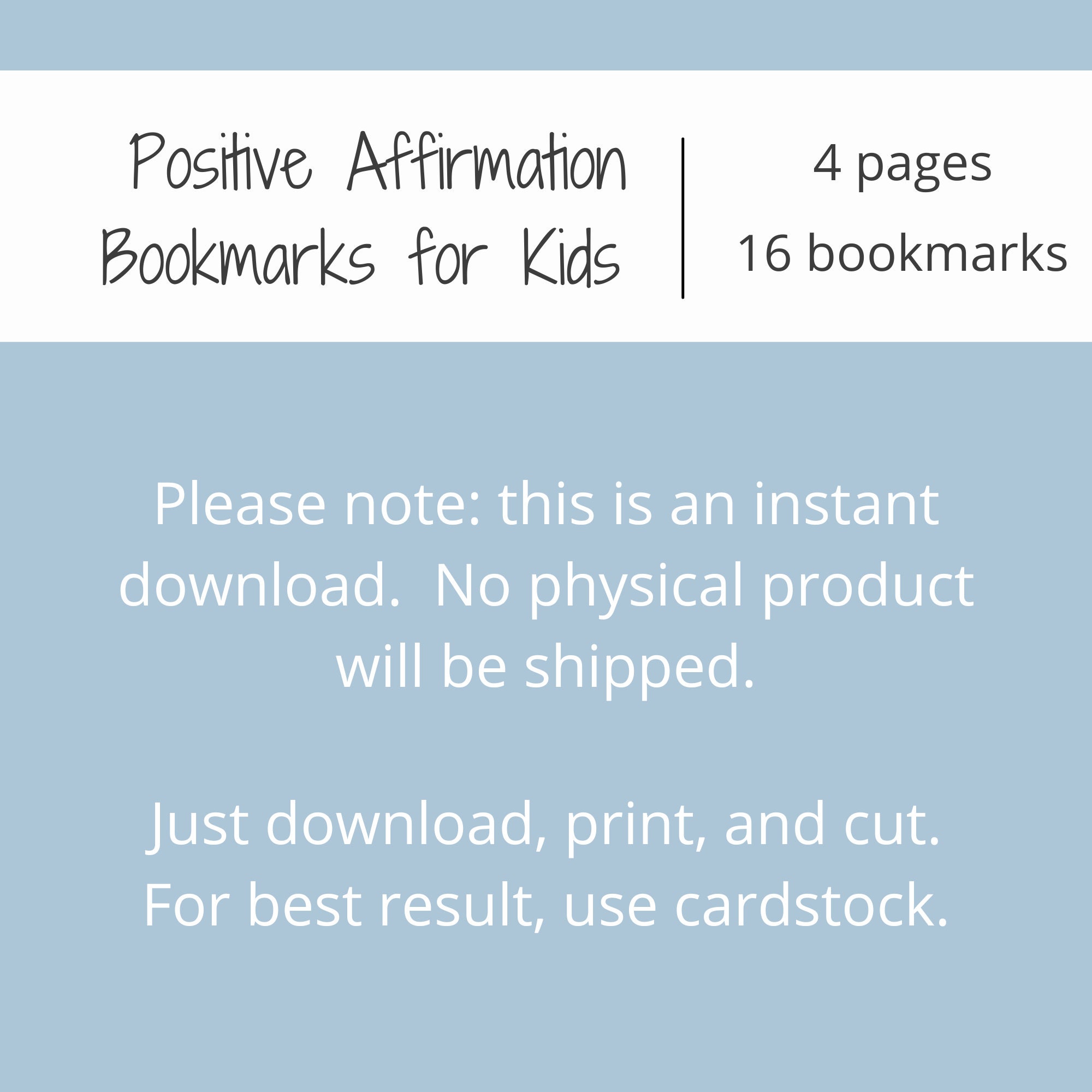 Positive Affirmation Bookmarks for Kids | Affirmation Printable ...