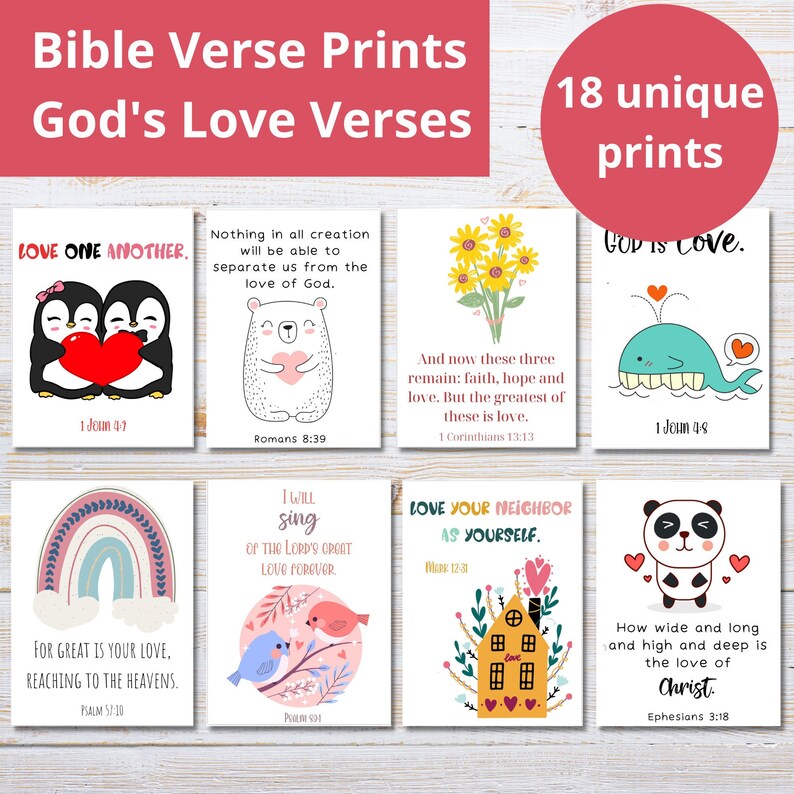 God's Love Bible Verse Prints | Printable Scripture Art | Nursery ...