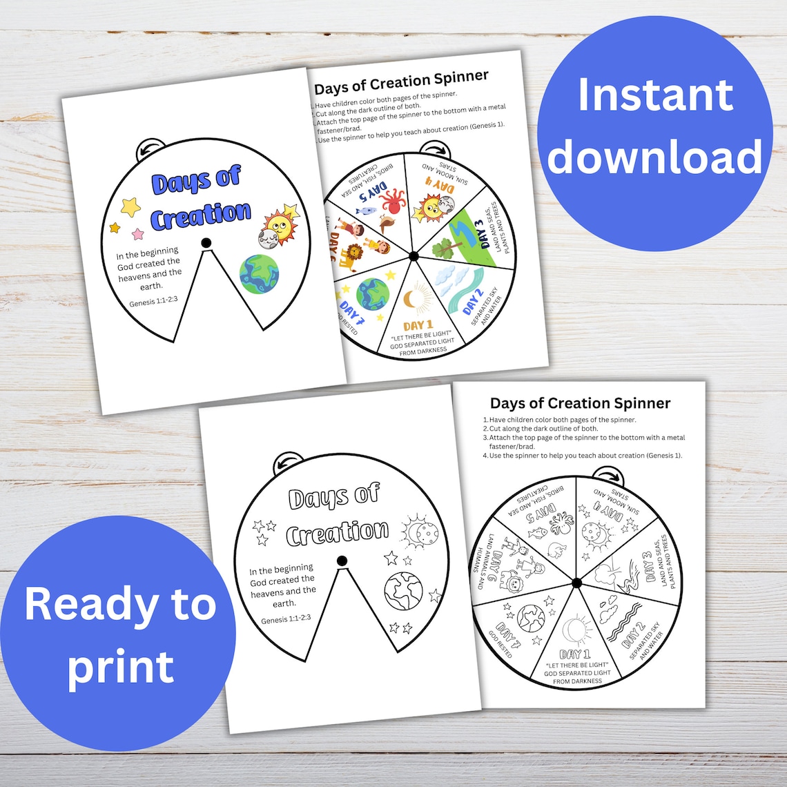 Days of Creation Craft for Kids | Sunday School Bible Craft Spinner ...