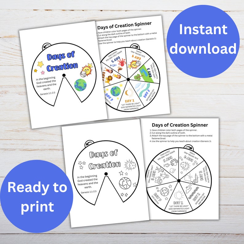 Days of Creation Craft for Kids | Sunday School Bible Craft Spinner ...