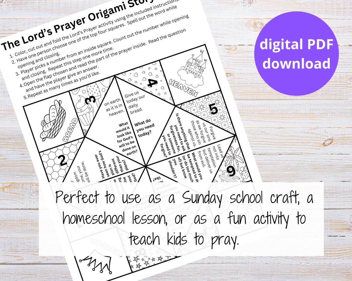 The Lord's Prayer Paper Craft Coloring Page | Lords Prayer Sunday ...