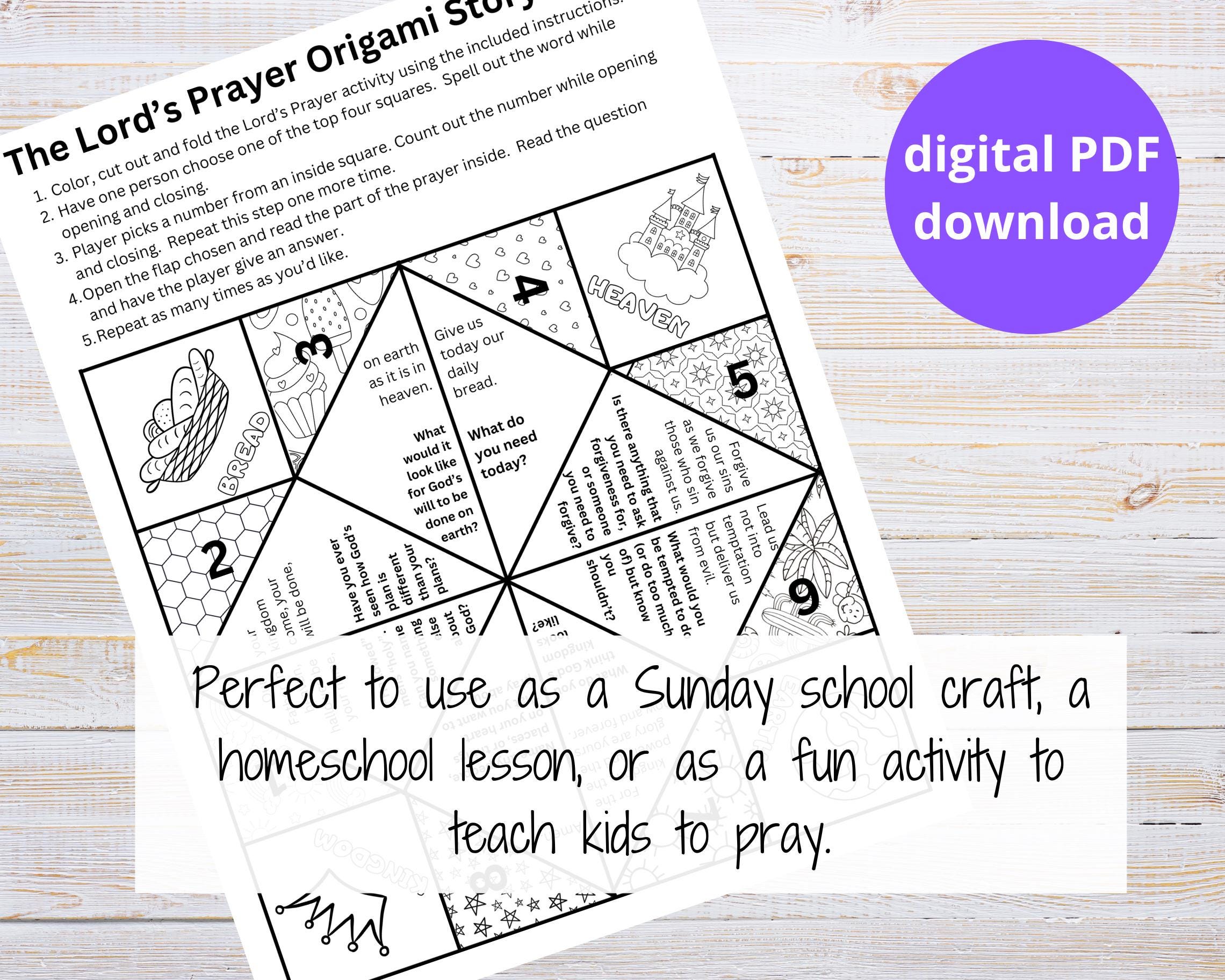 The Lord's Prayer Paper Craft Coloring Page | Lords Prayer Sunday ...