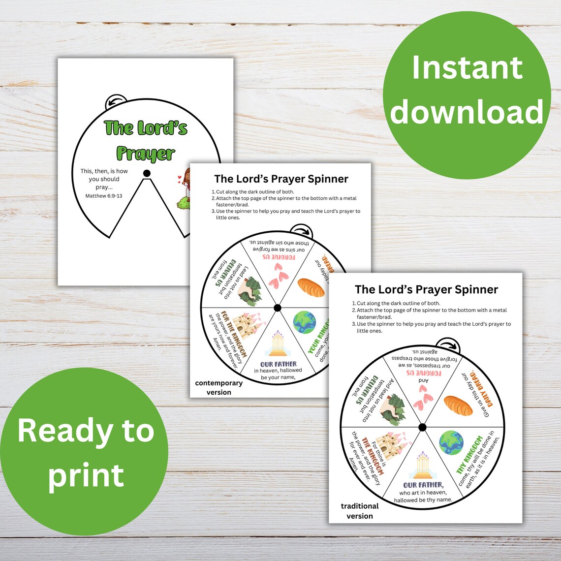 The Lord's Prayer Printable | Spinner Scripture Lesson | Printable ...