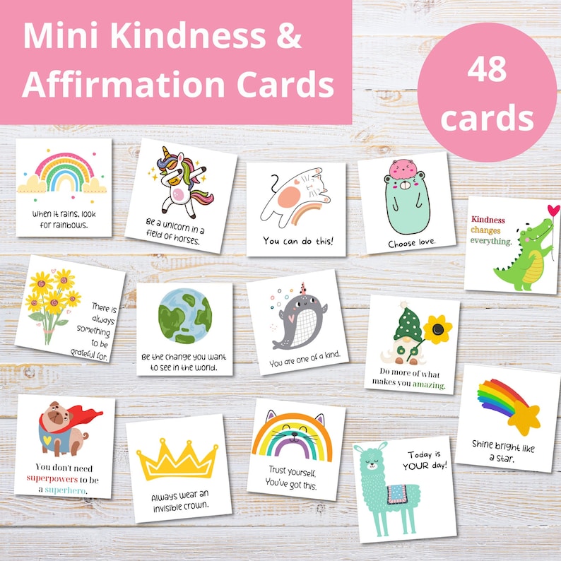 Kindness Cards | Positivity Cards | Mini Affirmation Cards ...
