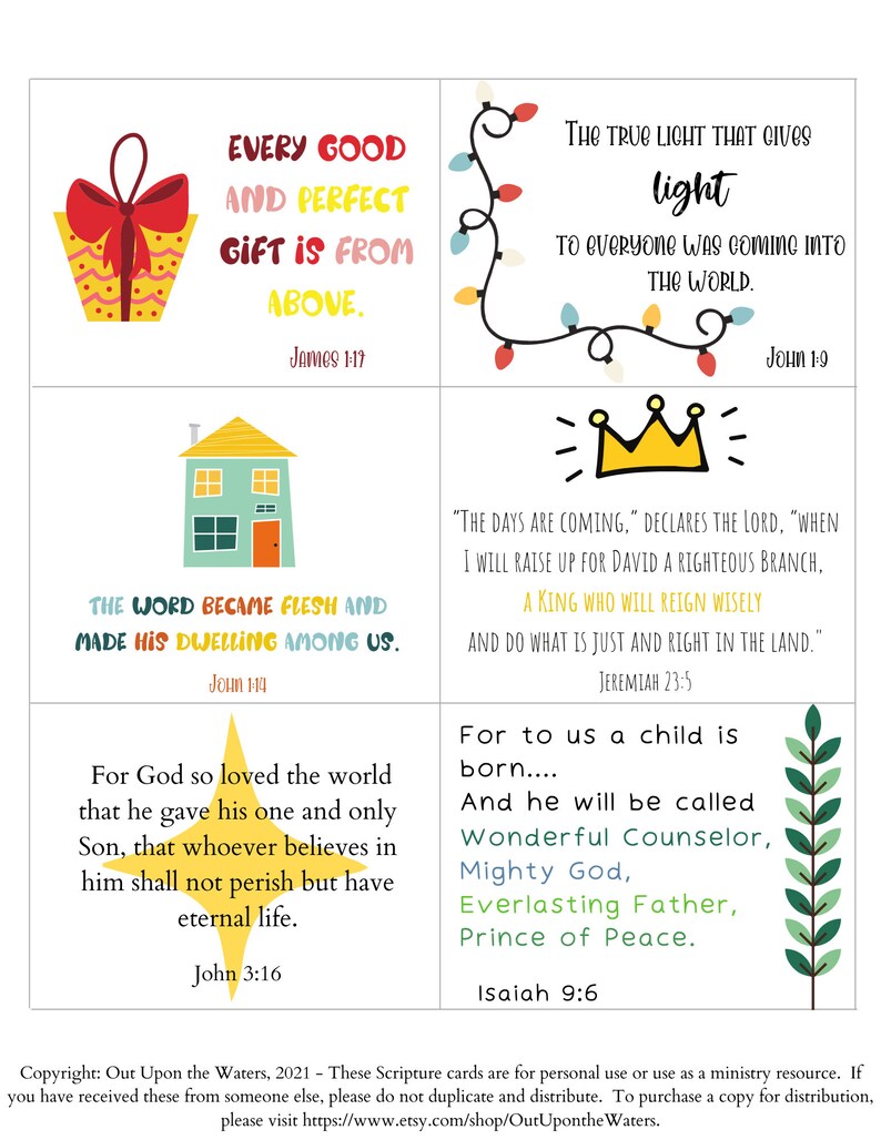 Christmas Bible Verse Note Cards | Printable Scripture Cards for Kids ...