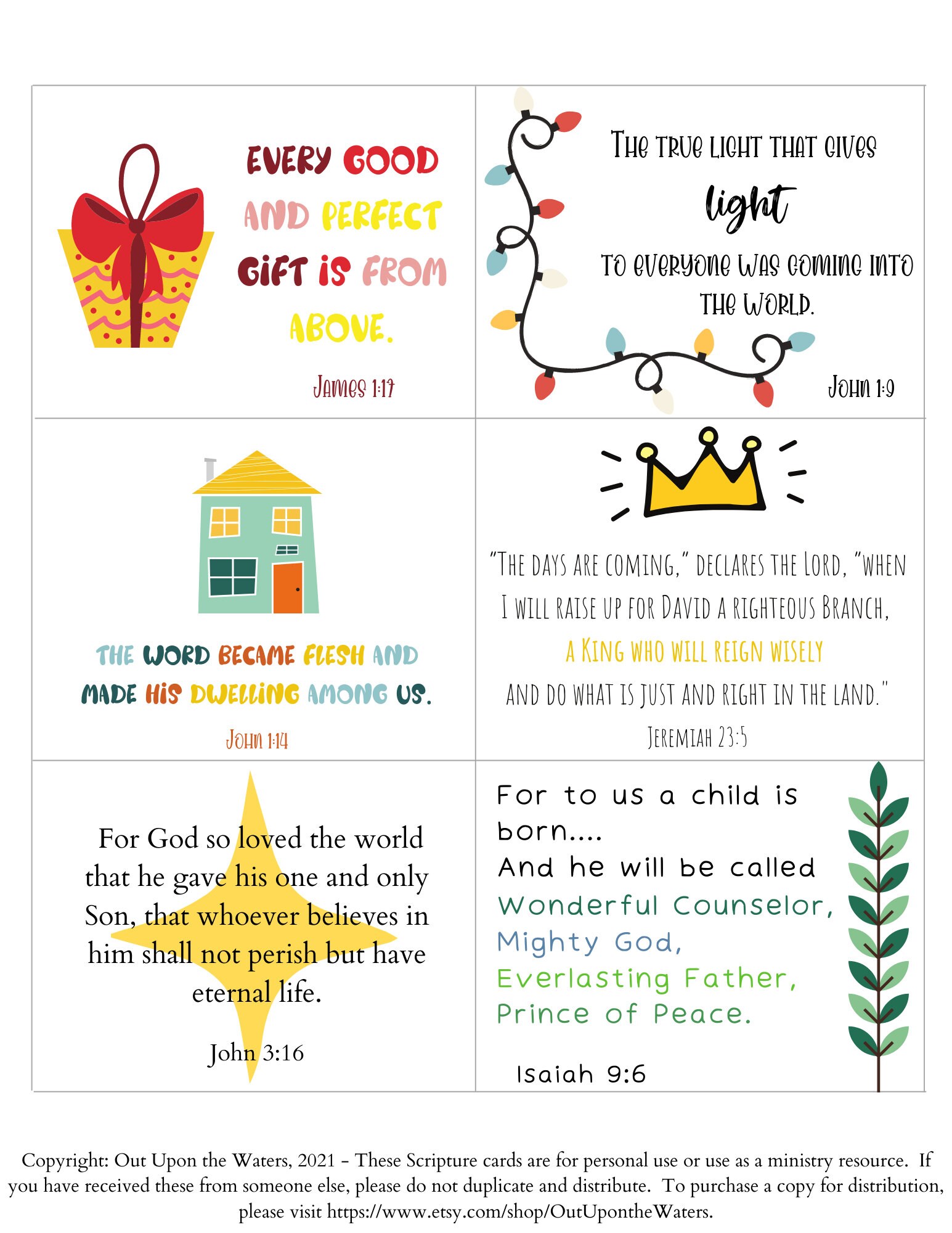 Christmas Bible Verse Note Cards | Printable Scripture Cards for Kids ...