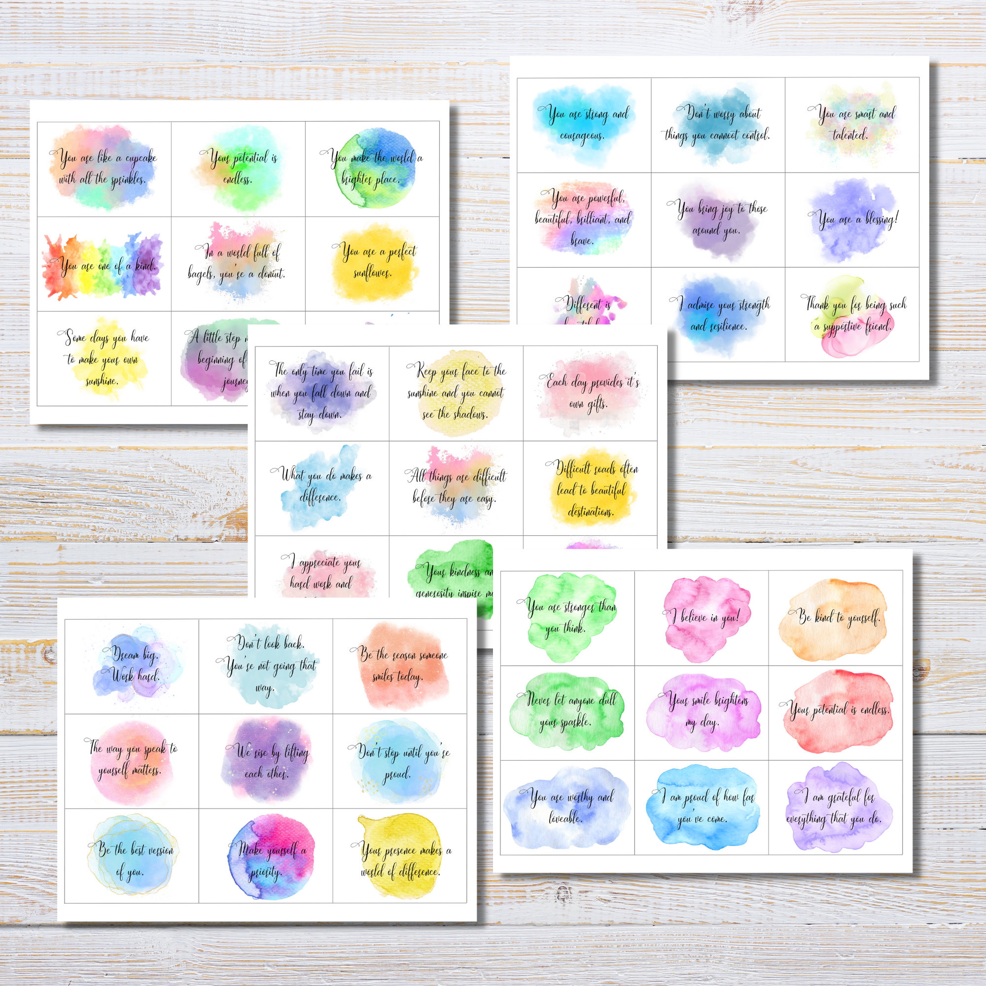 Watercolor Encouragement Cards | Gratitude and Affirmation Cards ...