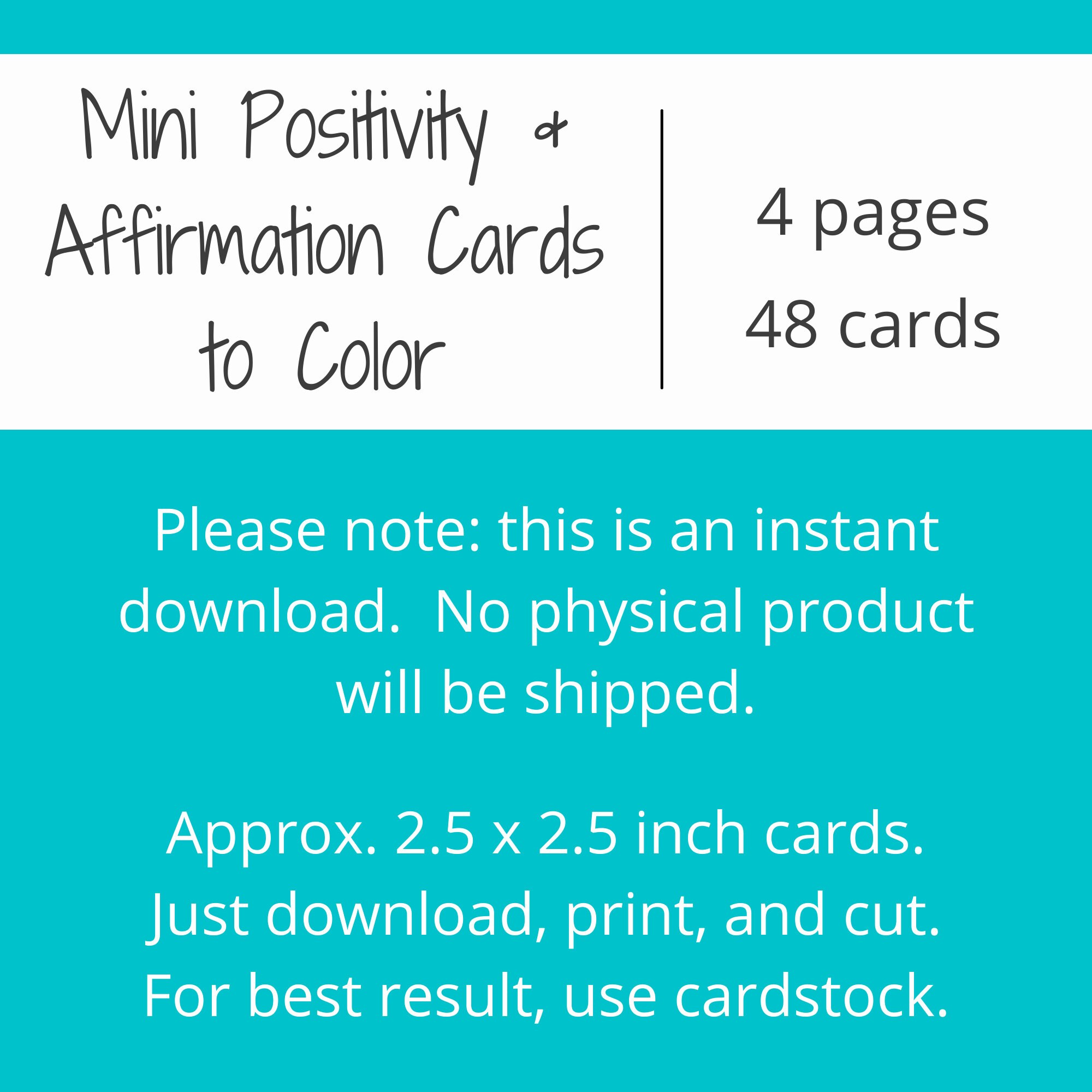 Mini Kindness Cards to Color Affirmation Cards Printable - Etsy