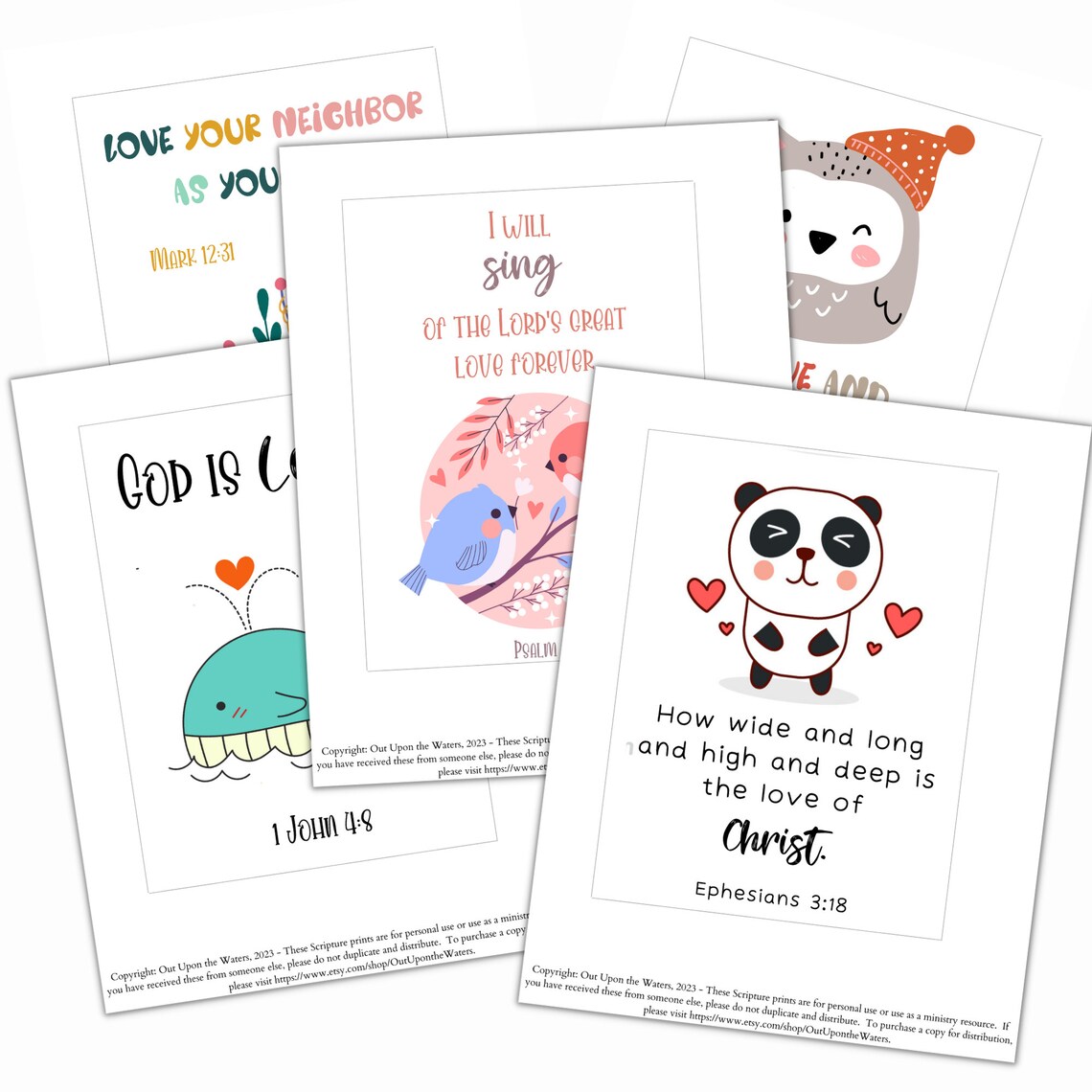 God's Love Bible Verse Prints Printable Scripture Art Nursery Prints ...