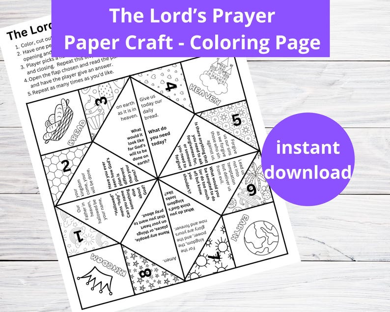 The Lord's Prayer Paper Craft Coloring Page | Lords Prayer Sunday ...