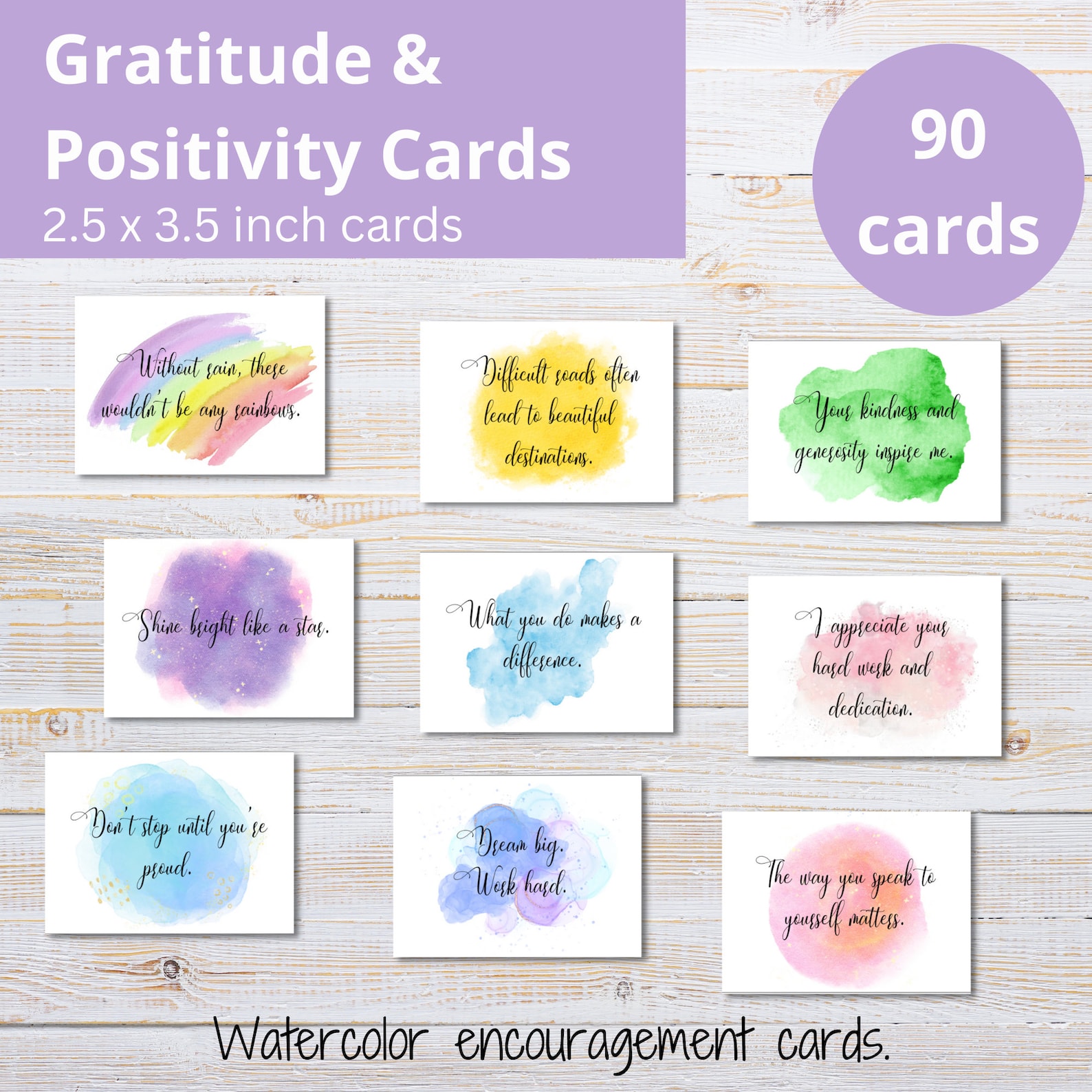 Watercolor Encouragement Cards | Gratitude and Affirmation Cards ...