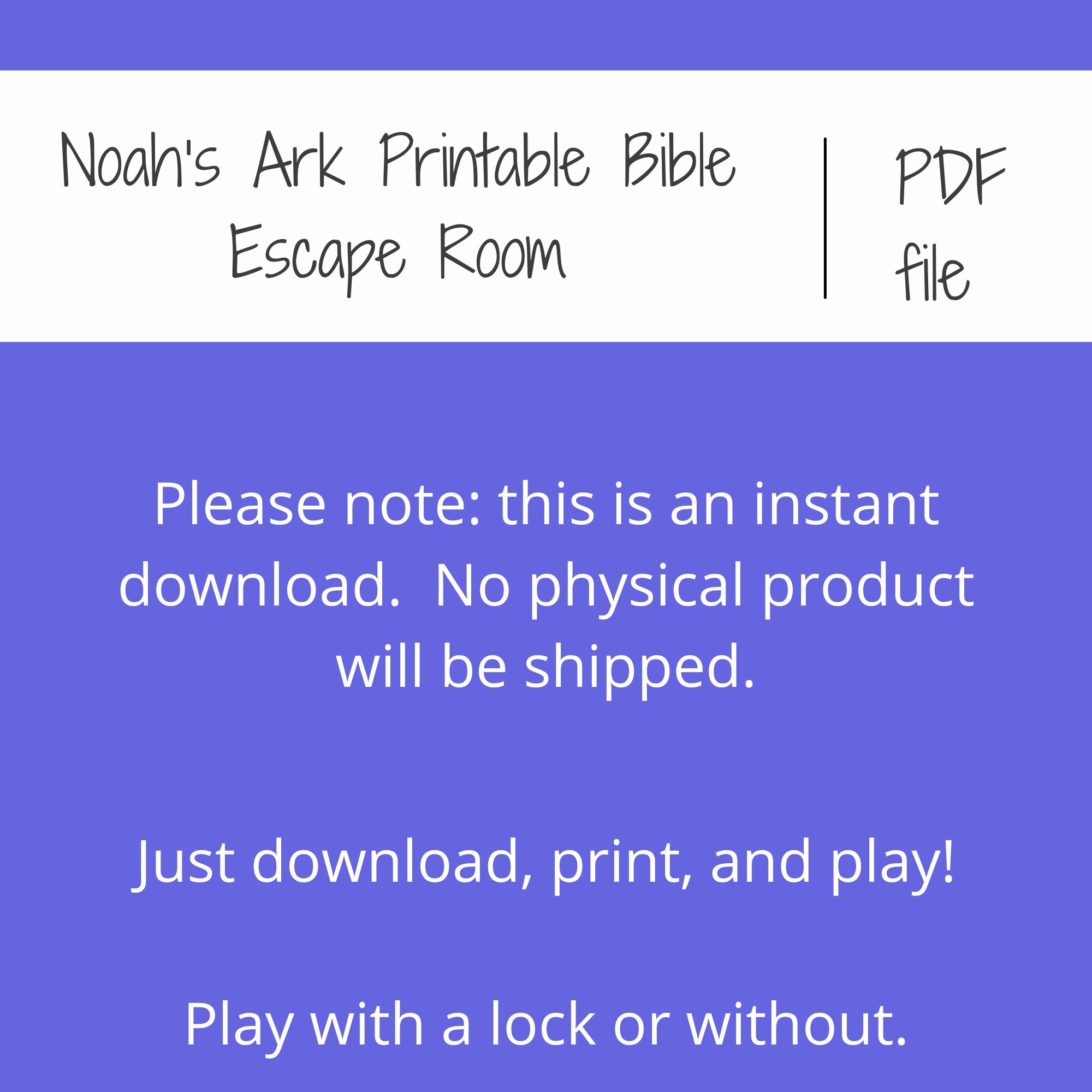 Noah's Ark Escape Room for Kids | Sunday School Game | Printable Escape ...