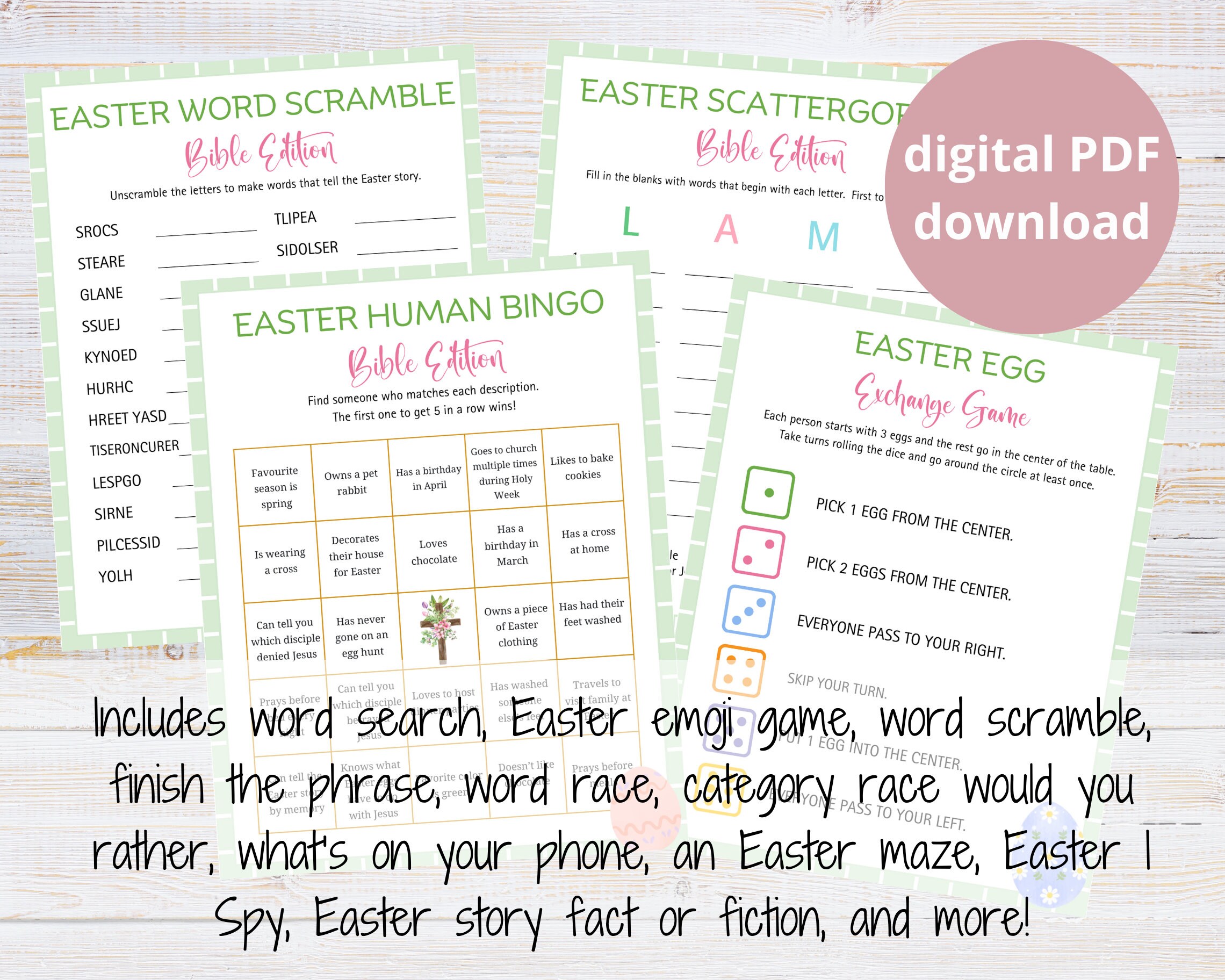Bible Easter Games Bundle | Christian Easter Games for Kids and Adults ...