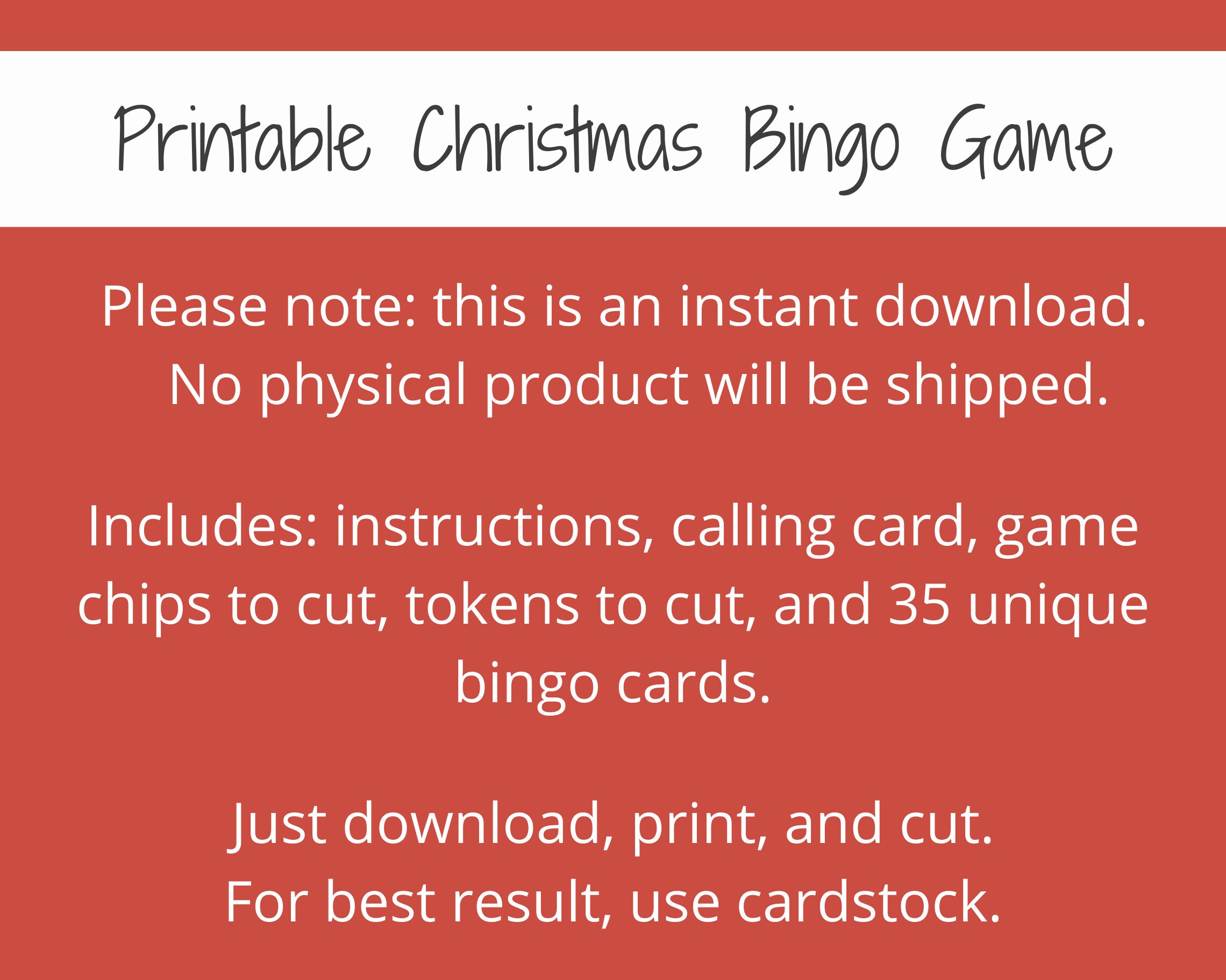 Printable Christmas Bingo Christmas Activity for Kids 35 Unique Bingo ...