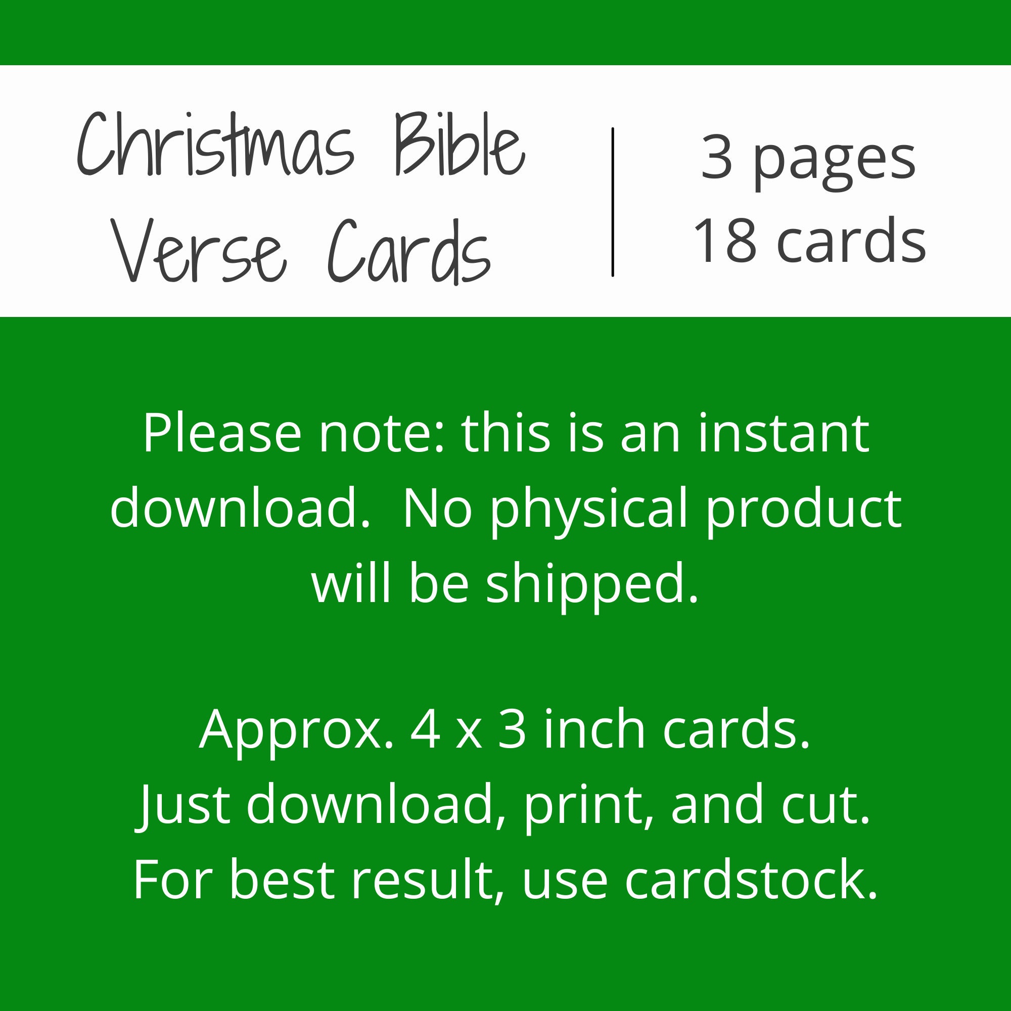 Christmas Bible Verse Note Cards | Printable Scripture Cards for Kids ...