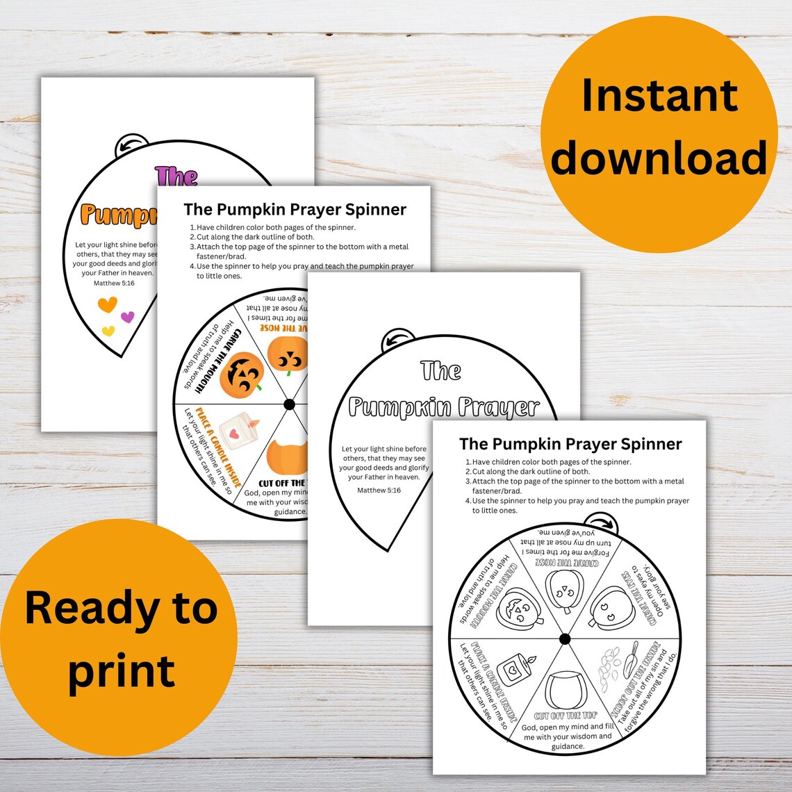 The Pumpkin Prayer Coloring Wheel | Pumpkin Carving Christian Halloween ...