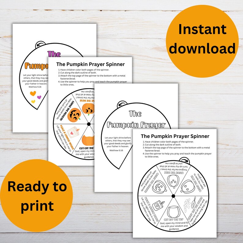 The Pumpkin Prayer Coloring Wheel | Pumpkin Carving Christian Halloween ...