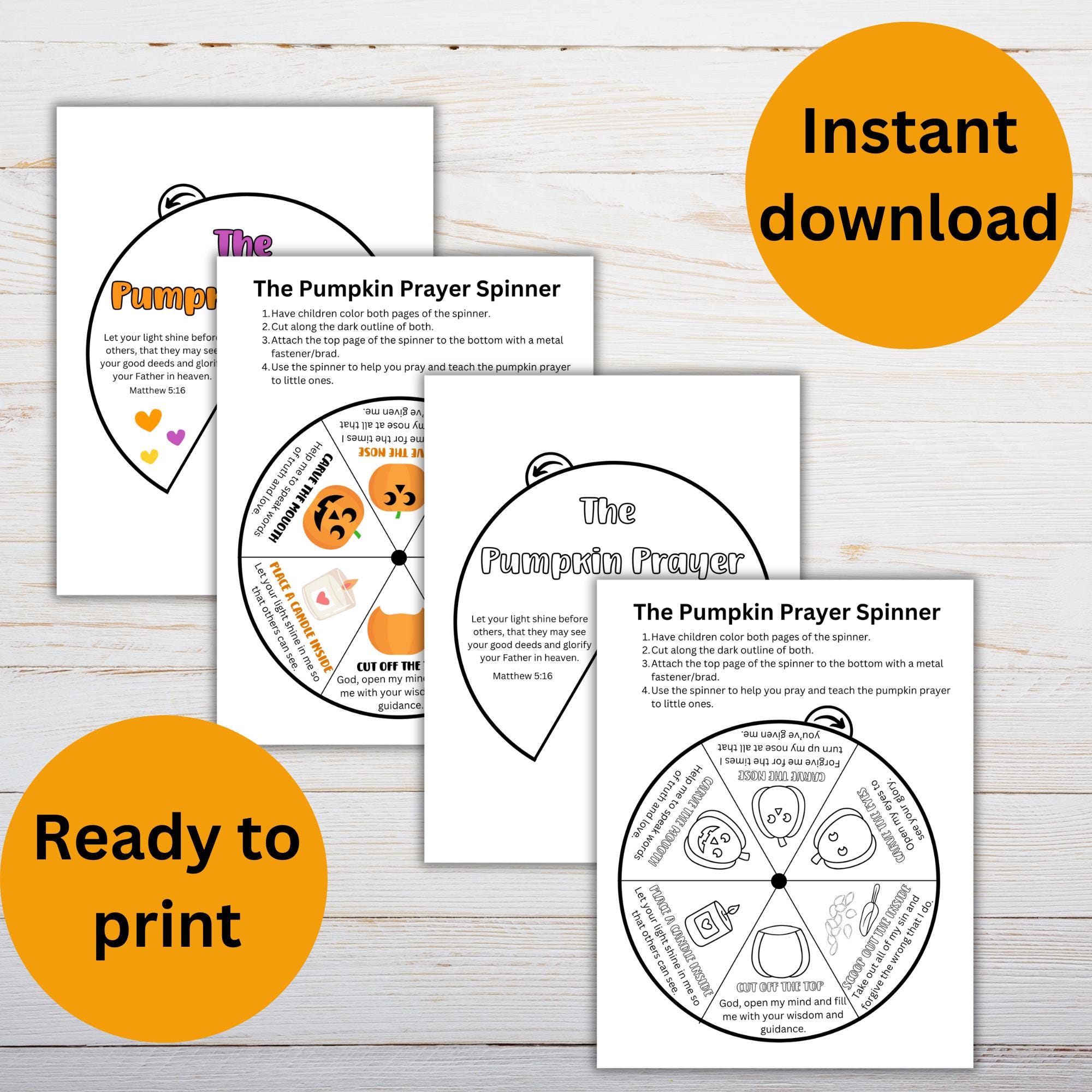 The Pumpkin Prayer Coloring Wheel | Pumpkin Carving Christian Halloween ...