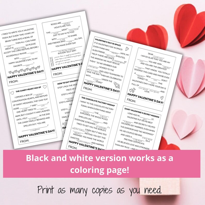 Printable Mad Libs Inspired Valentines | Cute Funny Fill in the Blank ...