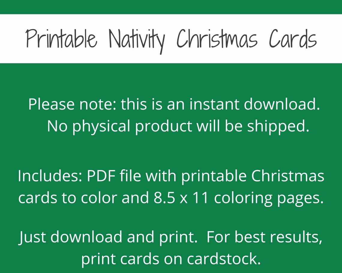 Nativity Christmas Coloring Cards | Christmas Cards to Color | Happy ...