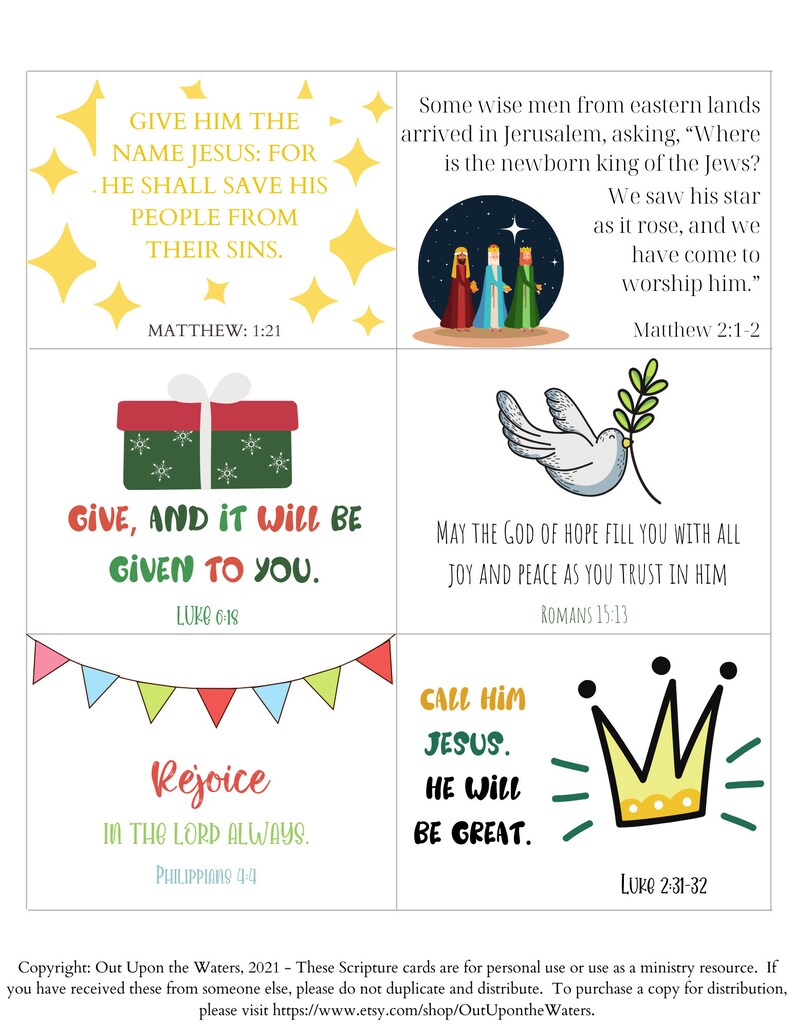 Christmas Bible Verse Note Cards | Printable Scripture Cards for Kids ...