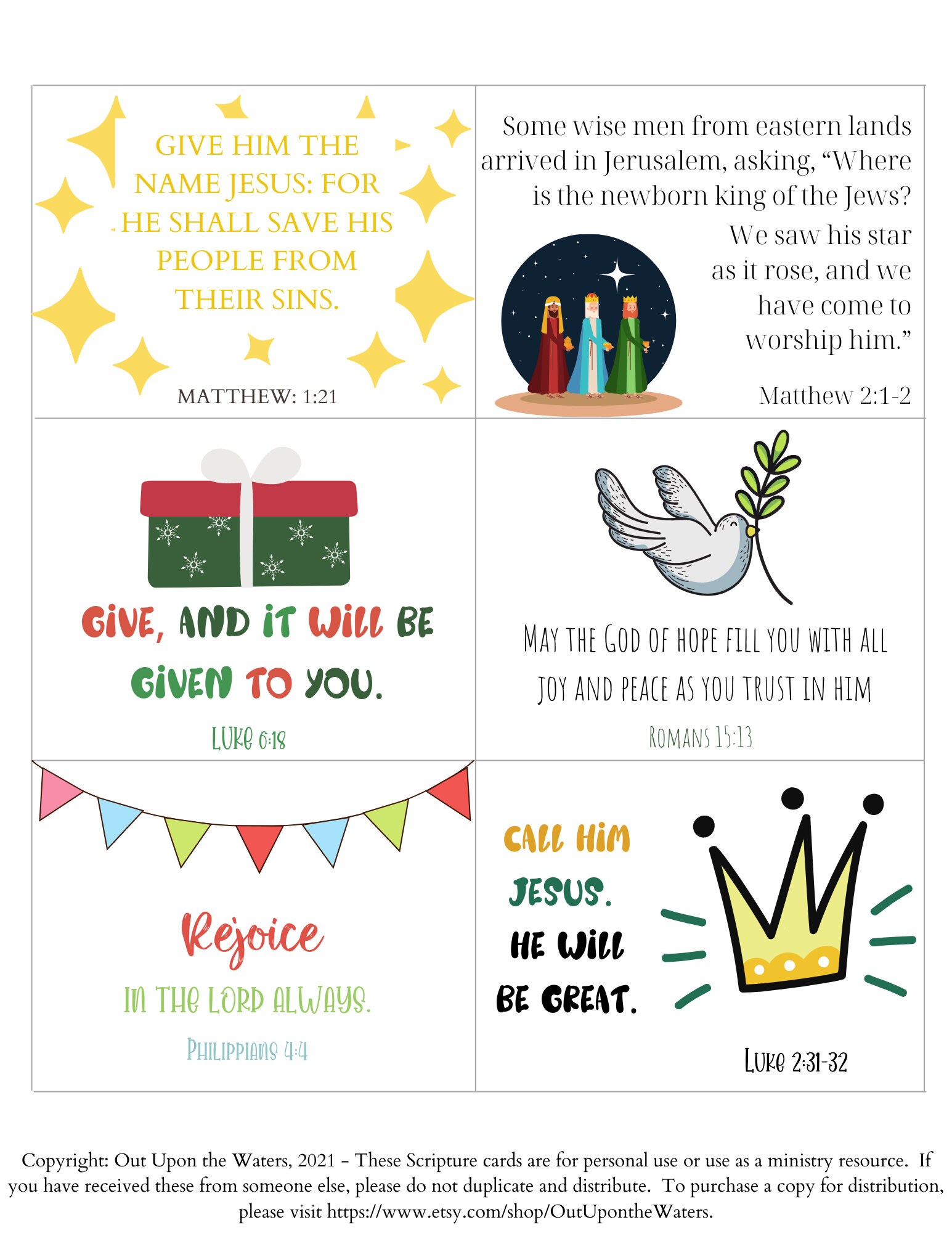 Christmas Bible Verse Note Cards | Printable Scripture Cards for Kids ...