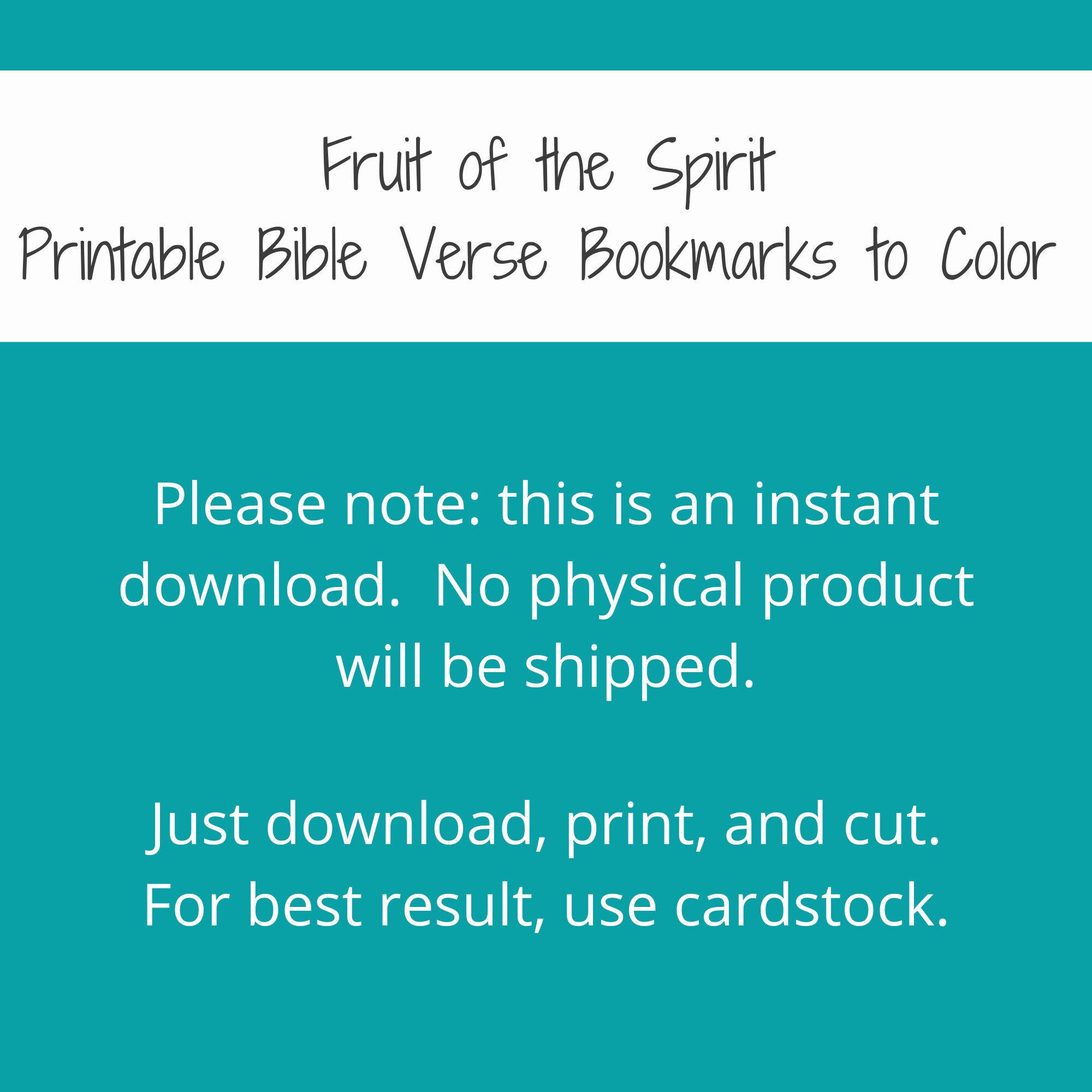 Fruit of the Spirit Bible Verse Bookmarks to Color | Kids Bible Verse ...