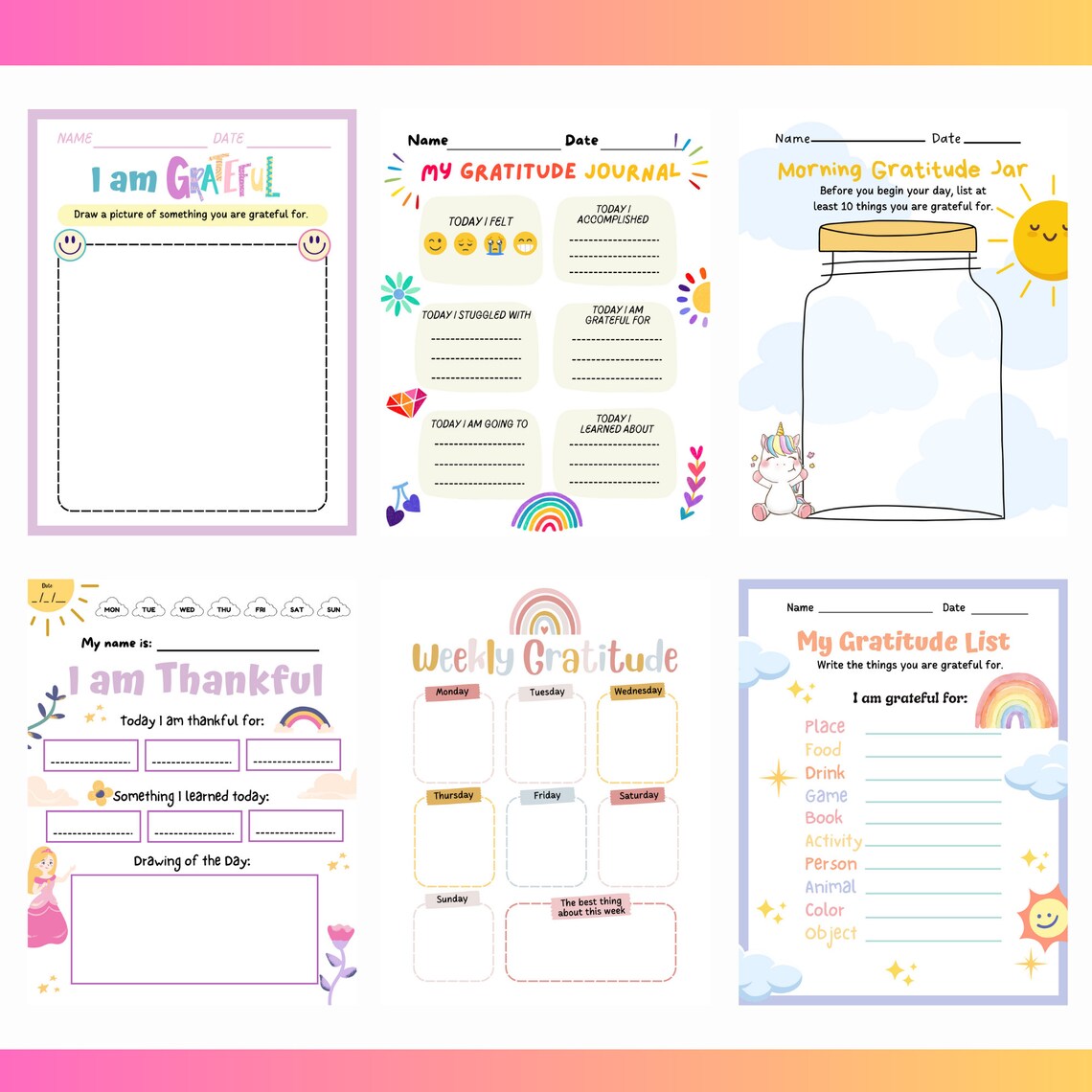 Rainbow Kids' Gratitude Journal | Gratitude Reflection Pages ...