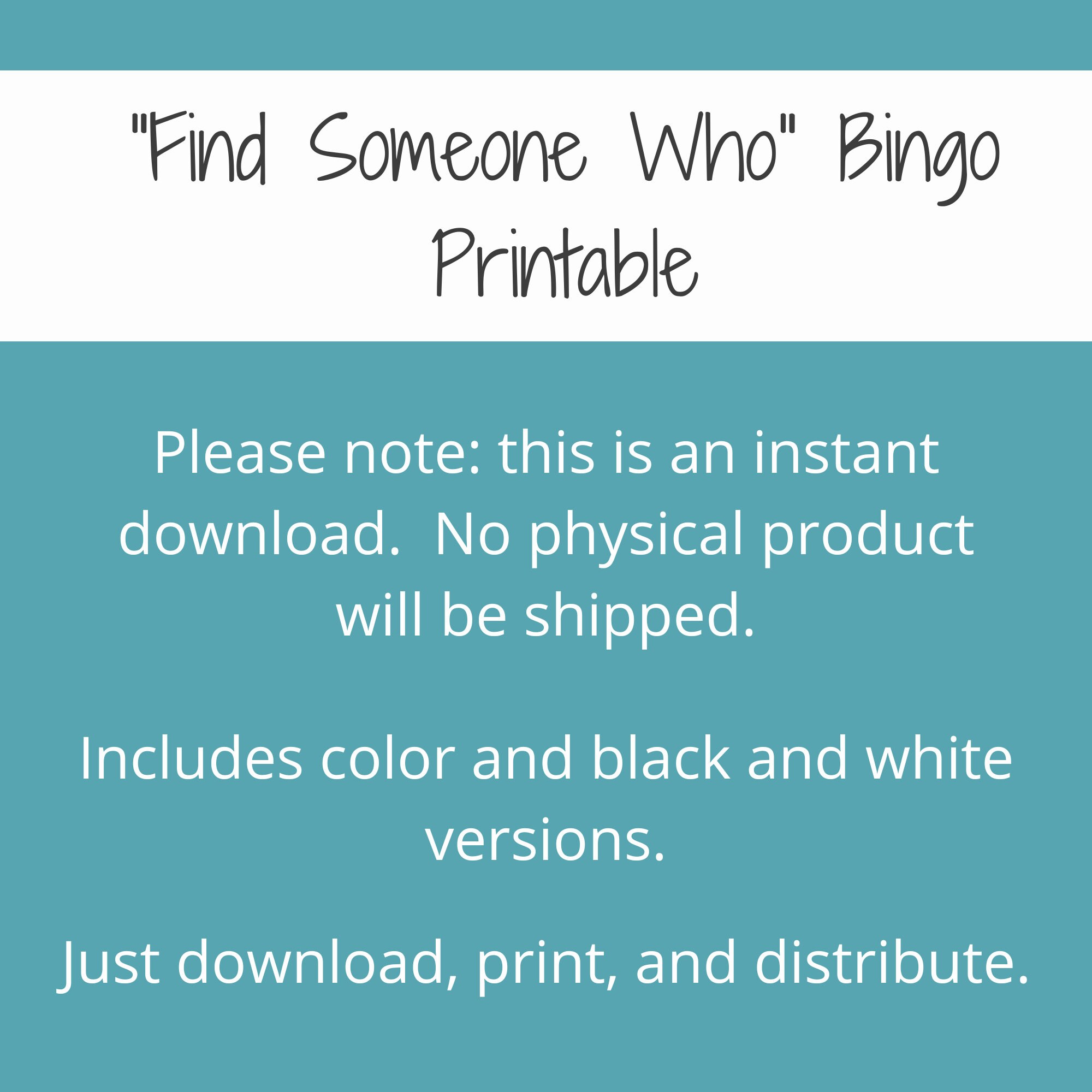 Find Someone Who Bingo Game | Icebreaker Printable | Name Game Bingo ...