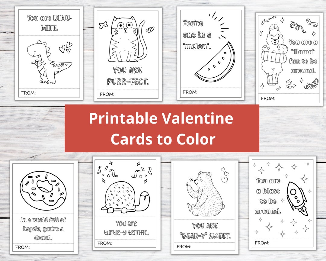 Valentines to Color | Valentine Coloring Cards | Printable Valentine's ...