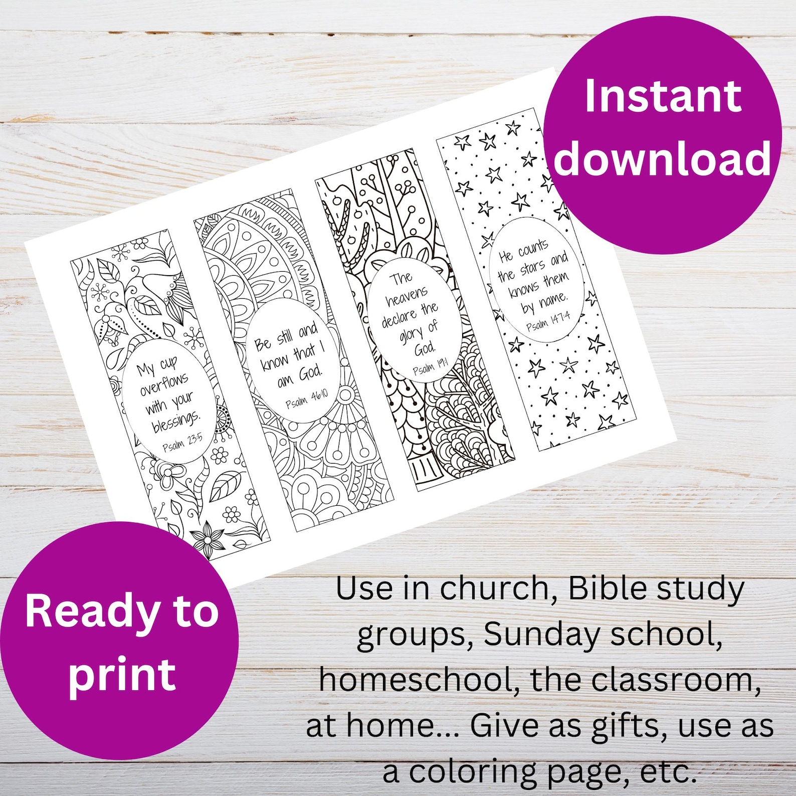 Psalms Bookmarks to Color | Bible Verse Coloring Page | DIY Bookmarks ...