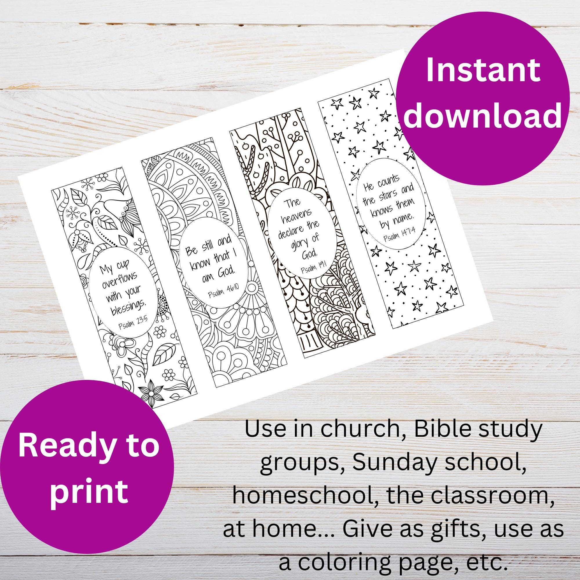 Psalms Bookmarks to Color | Bible Verse Coloring Page | DIY Bookmarks ...