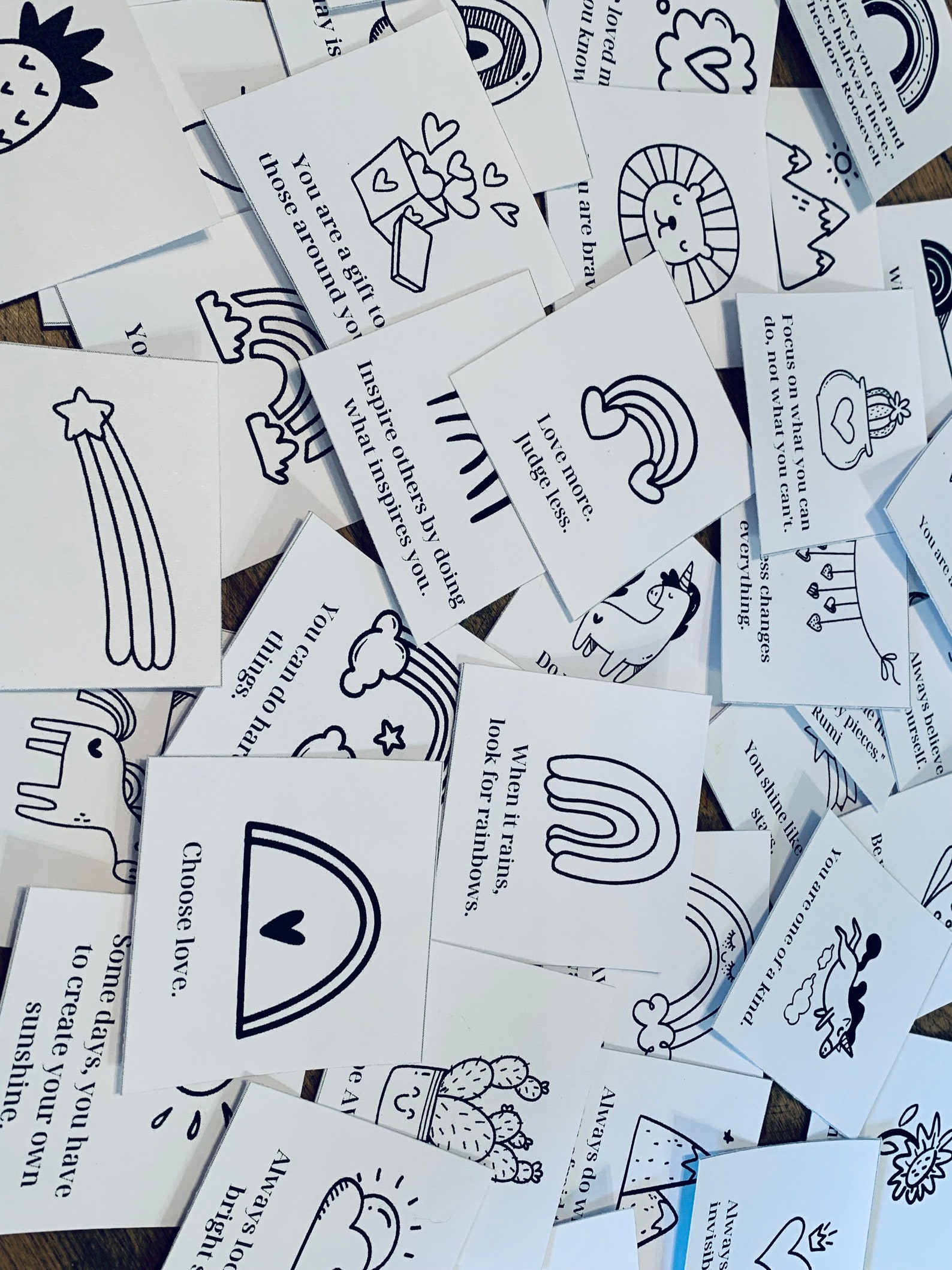 Mini Kindness Cards to Color | Affirmation Cards | Printable Kindness ...