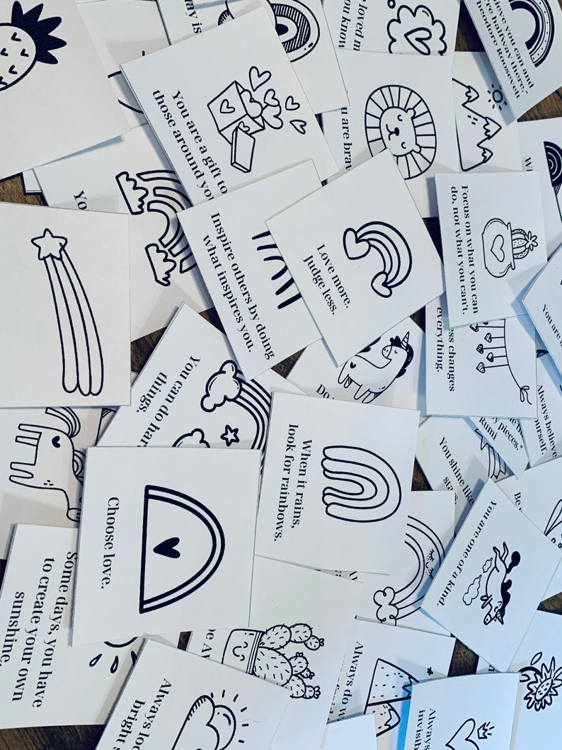 Mini Kindness Cards to Color | Affirmation Cards | Printable Kindness ...
