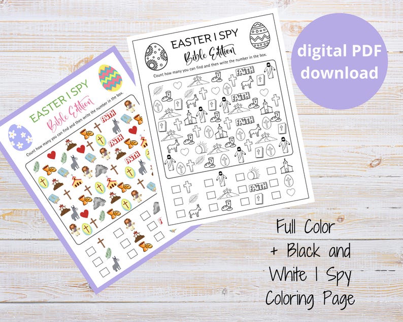 Christian Easter I Spy Activity Pages | Easter Coloring Pages for Kids ...