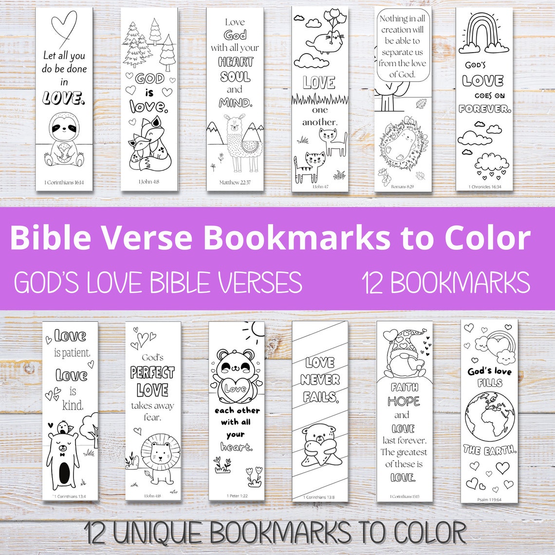 Bible Verse Bookmarks to Color | Scripture Coloring Bookmarks for Kids ...
