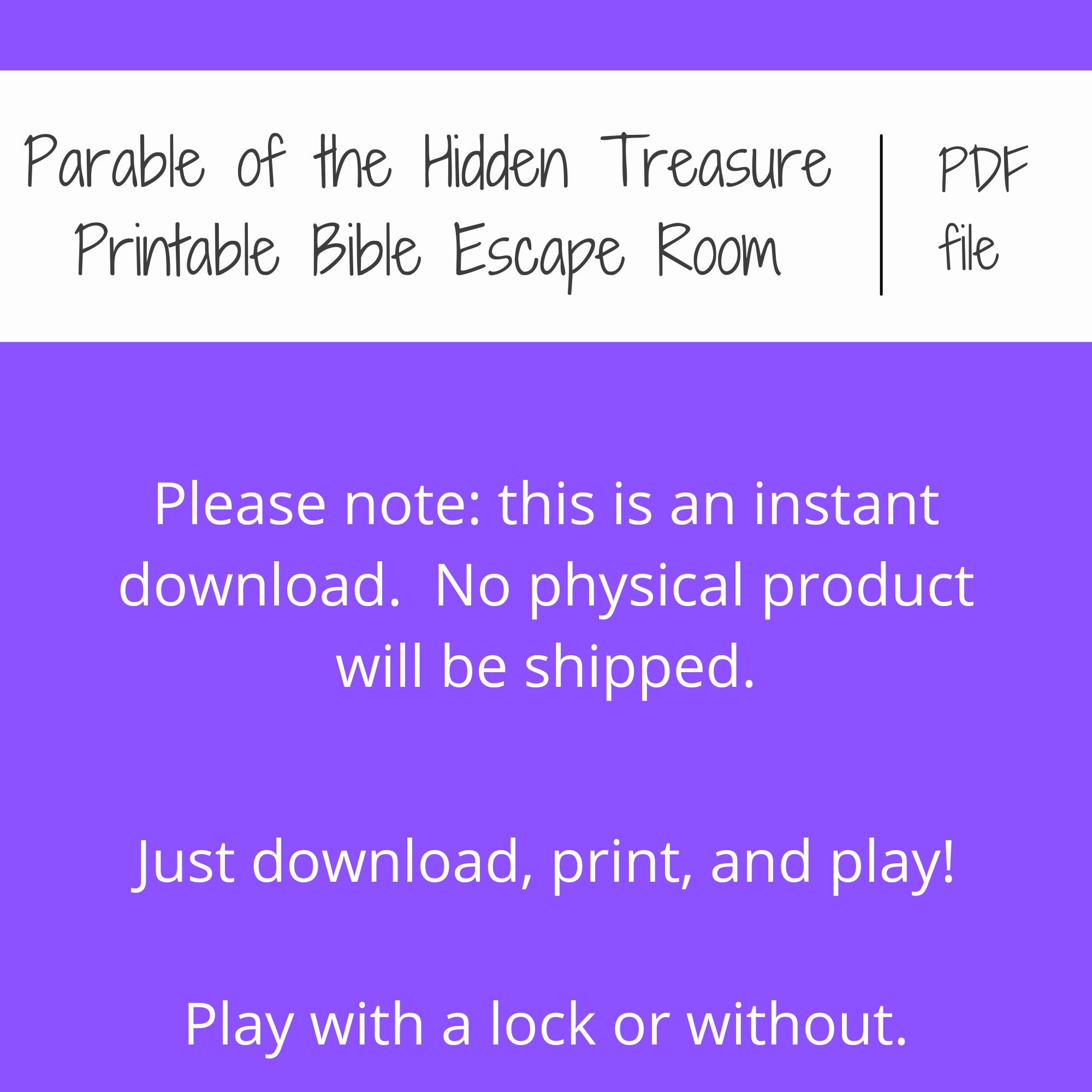 Parable of the Hidden Treasure Bible Story Escape Room | Printable ...