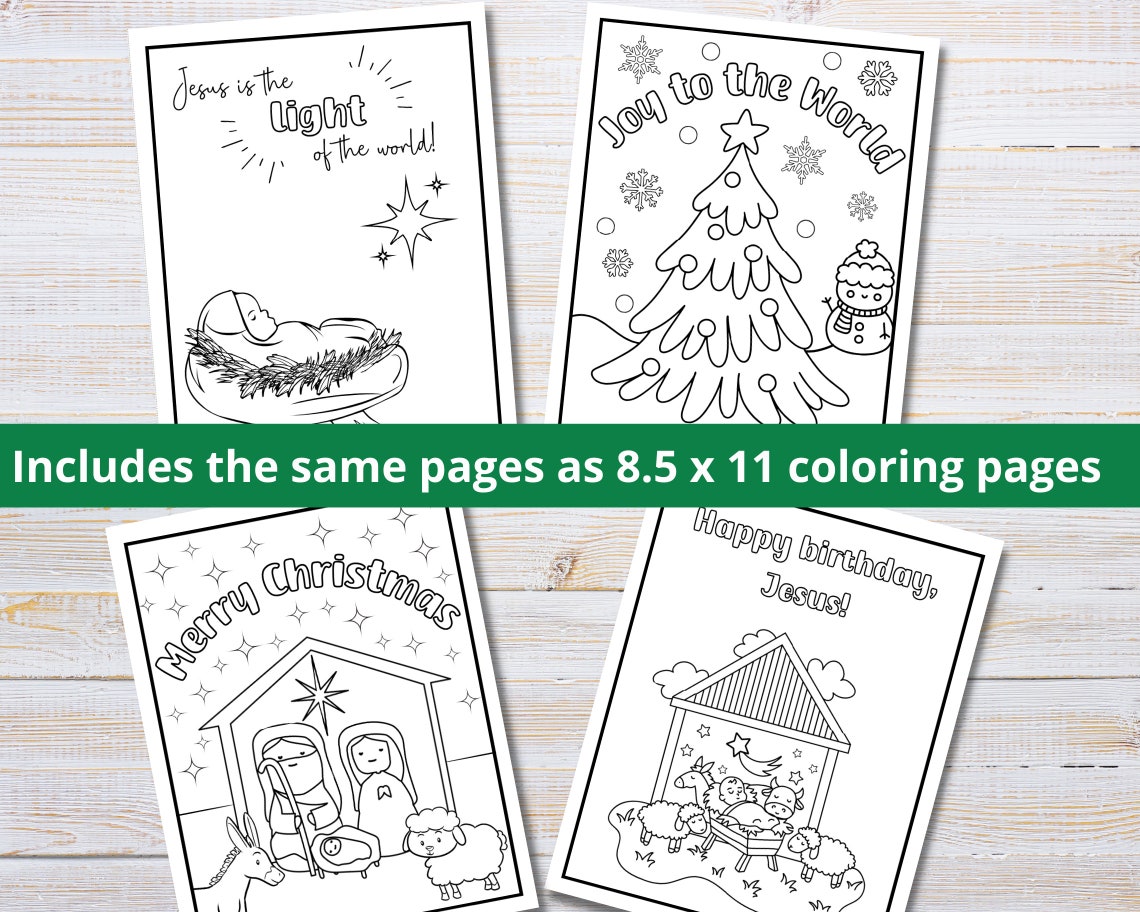 Nativity Christmas Coloring Cards | Christmas Cards to Color | Happy ...