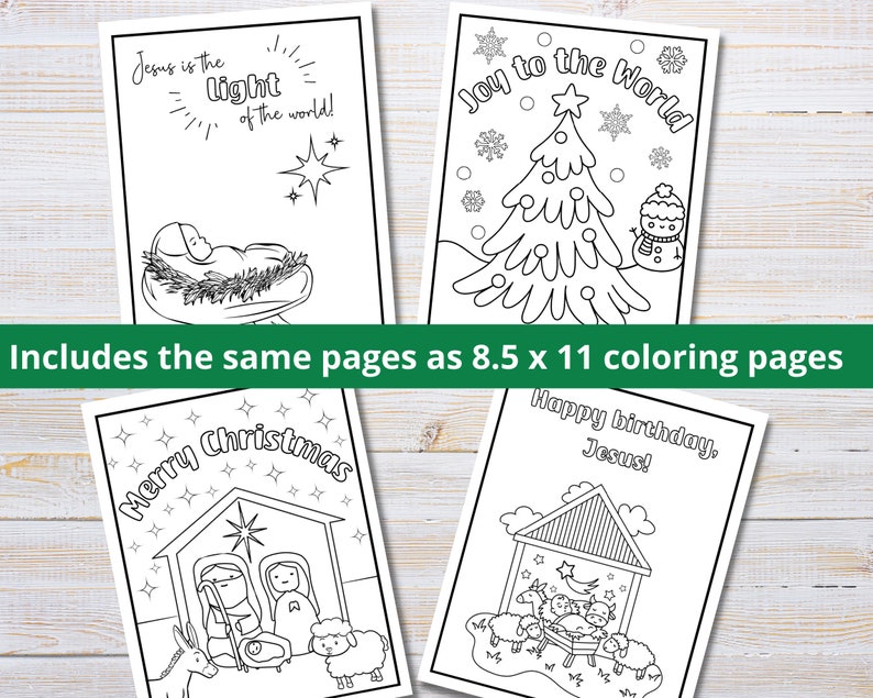 Nativity Christmas Coloring Cards | Christmas Cards to Color | Happy ...
