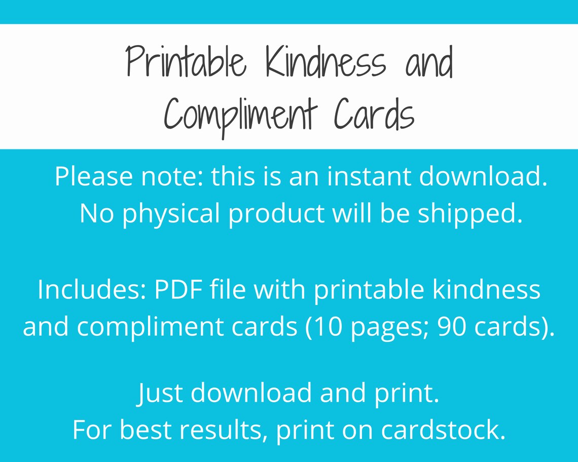 Mindfulness Cards to Color Printable Kindness Cards Gratitude and ...