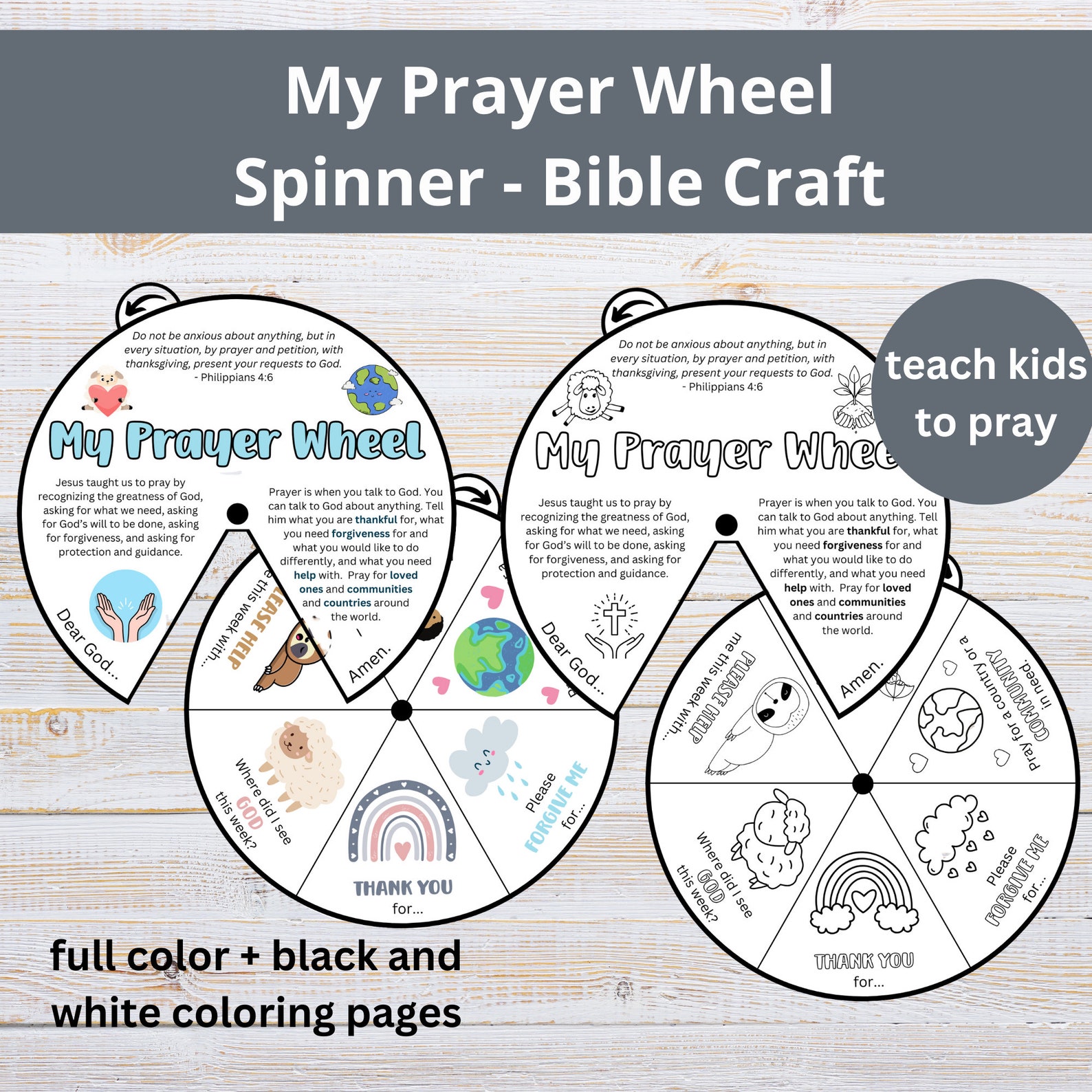 How to Pray Prayer Wheel | Sunday School Craft | Prayer Coloring Wheel | Printable Bible ...