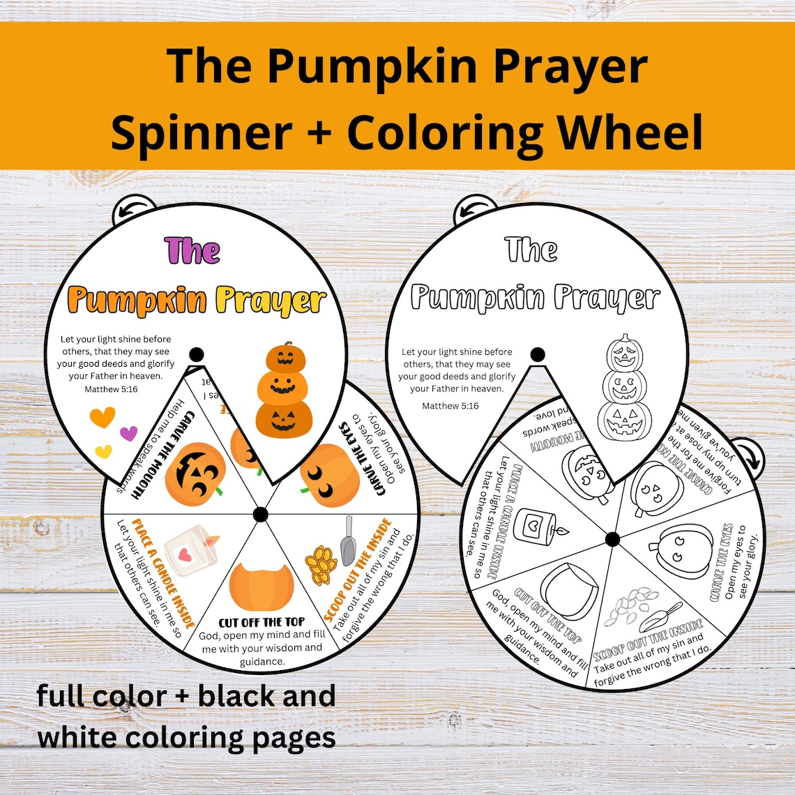 The Pumpkin Prayer Coloring Wheel | Pumpkin Carving Christian Halloween ...