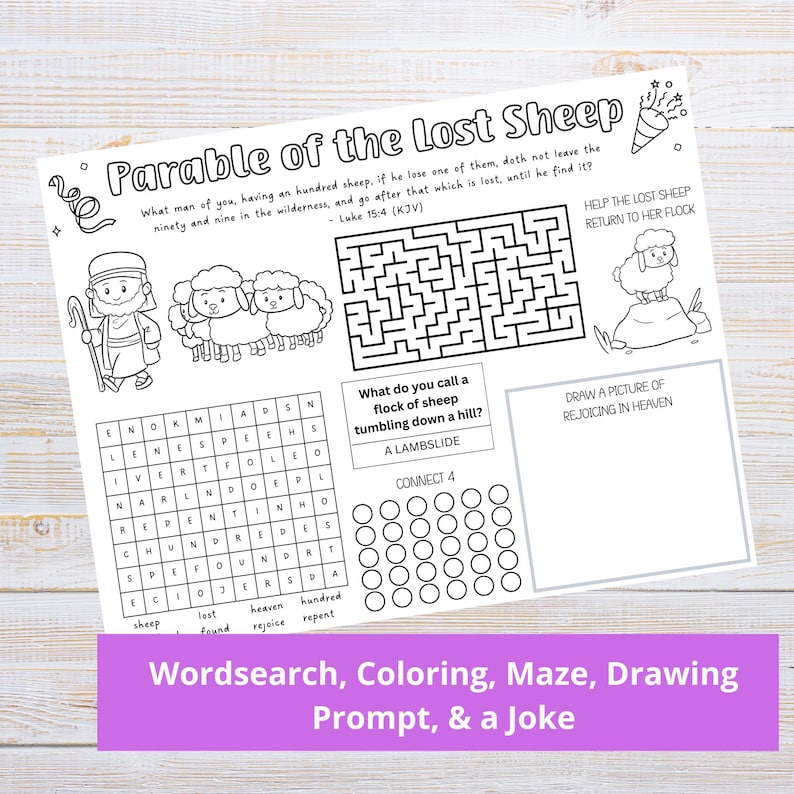 Parable of the Lost Sheep Activity Placemat | Parables of Jesus Sunday ...