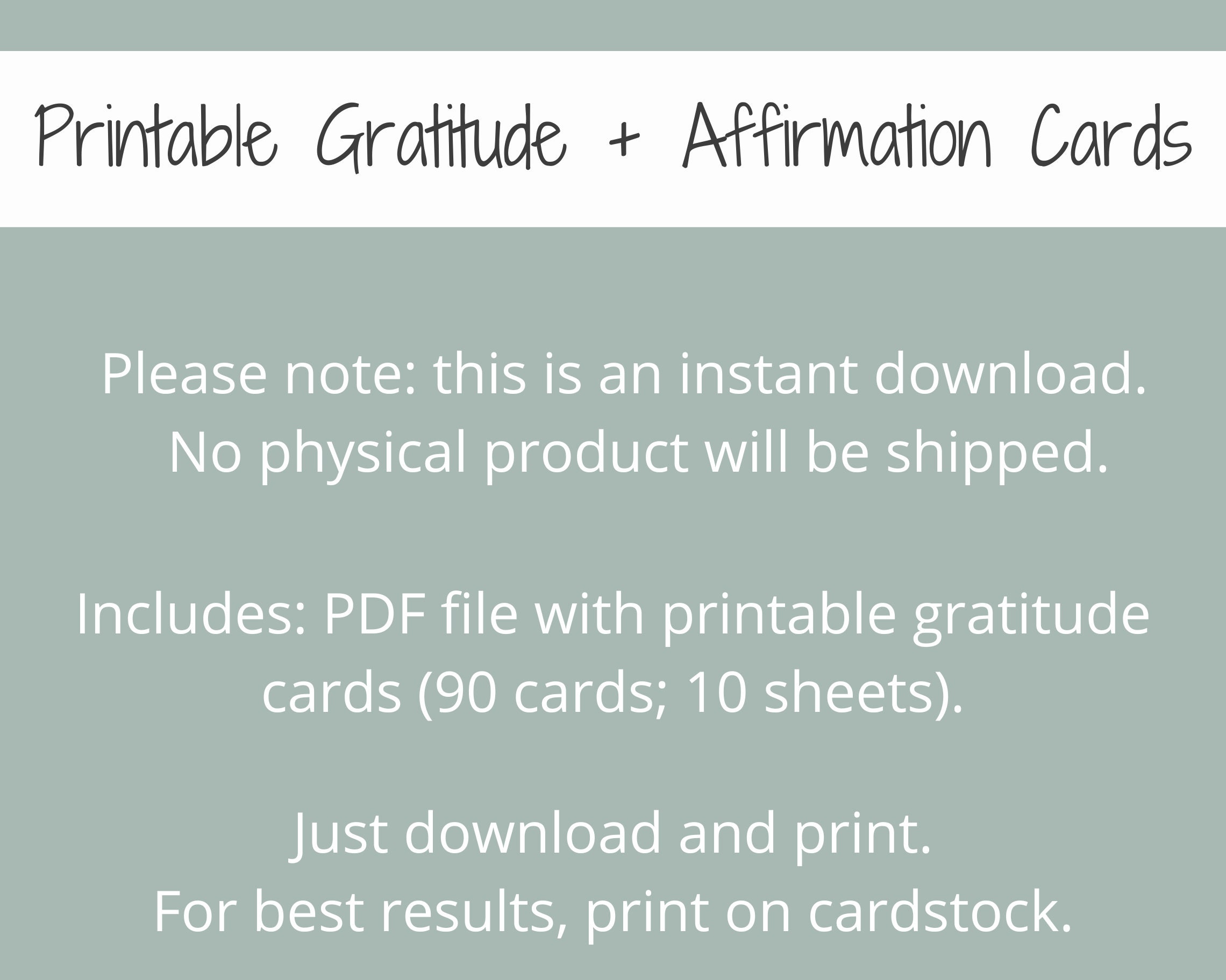 Gratitude Cards Printable | Affirmation Cards | Printable Compliment ...