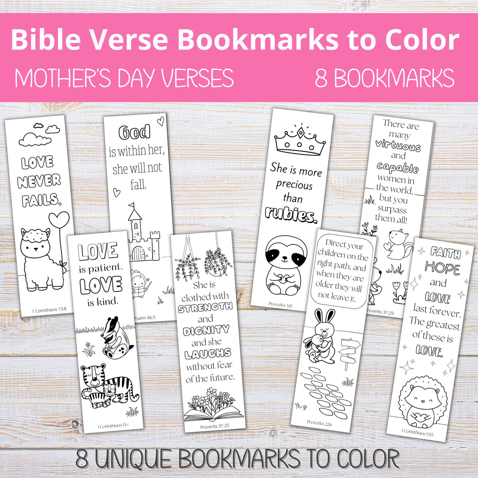 Printable Bible Verse Bookmarks | Mother's Day Bookmarks | Mother's Day ...