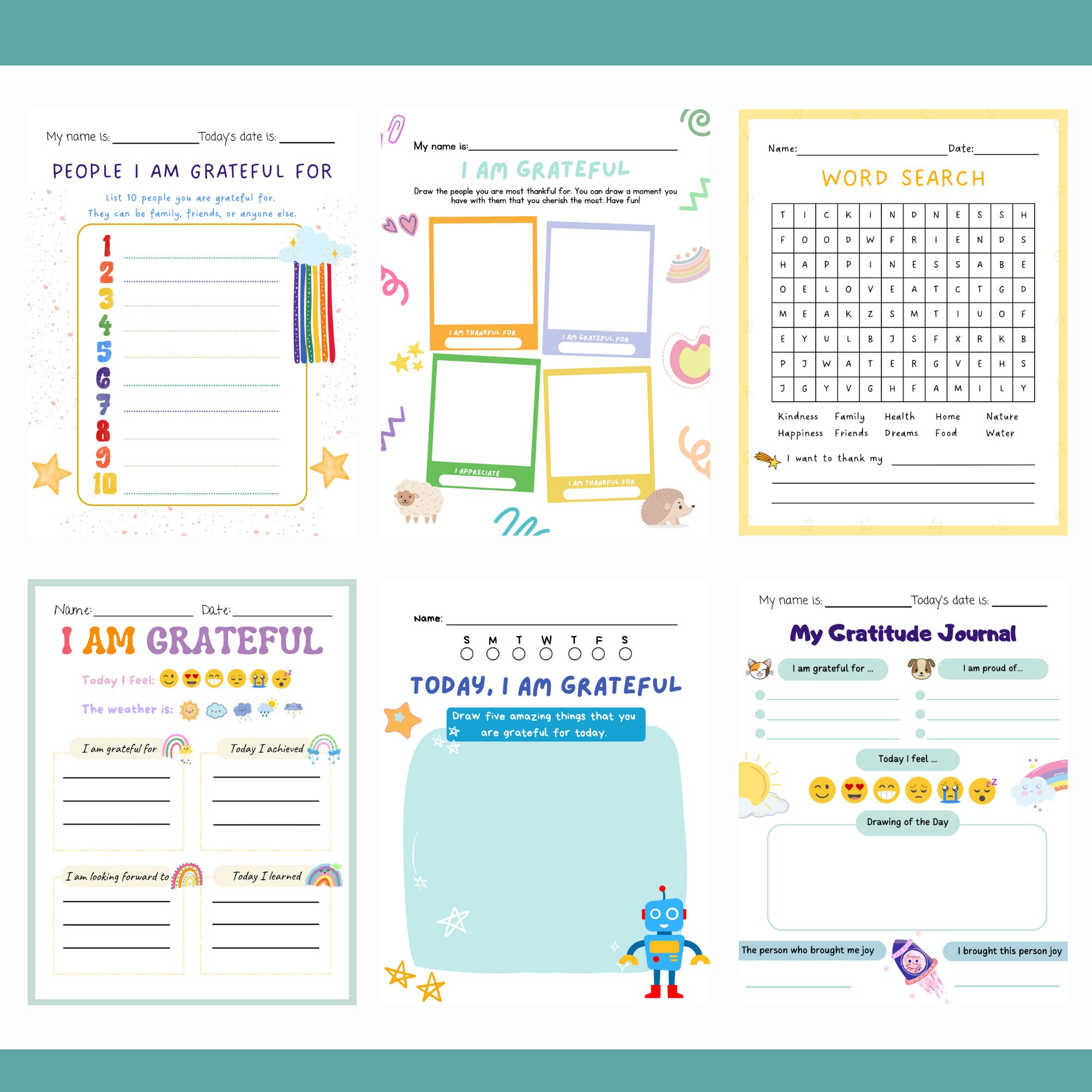 Printable Kids Gratitude Journal | Gratitude Journals for Boys and ...