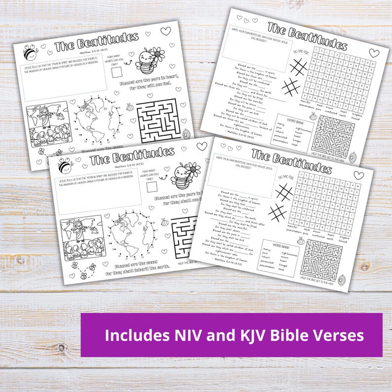 The Beatitudes Activity Placemat | Bible Activities and Games ...